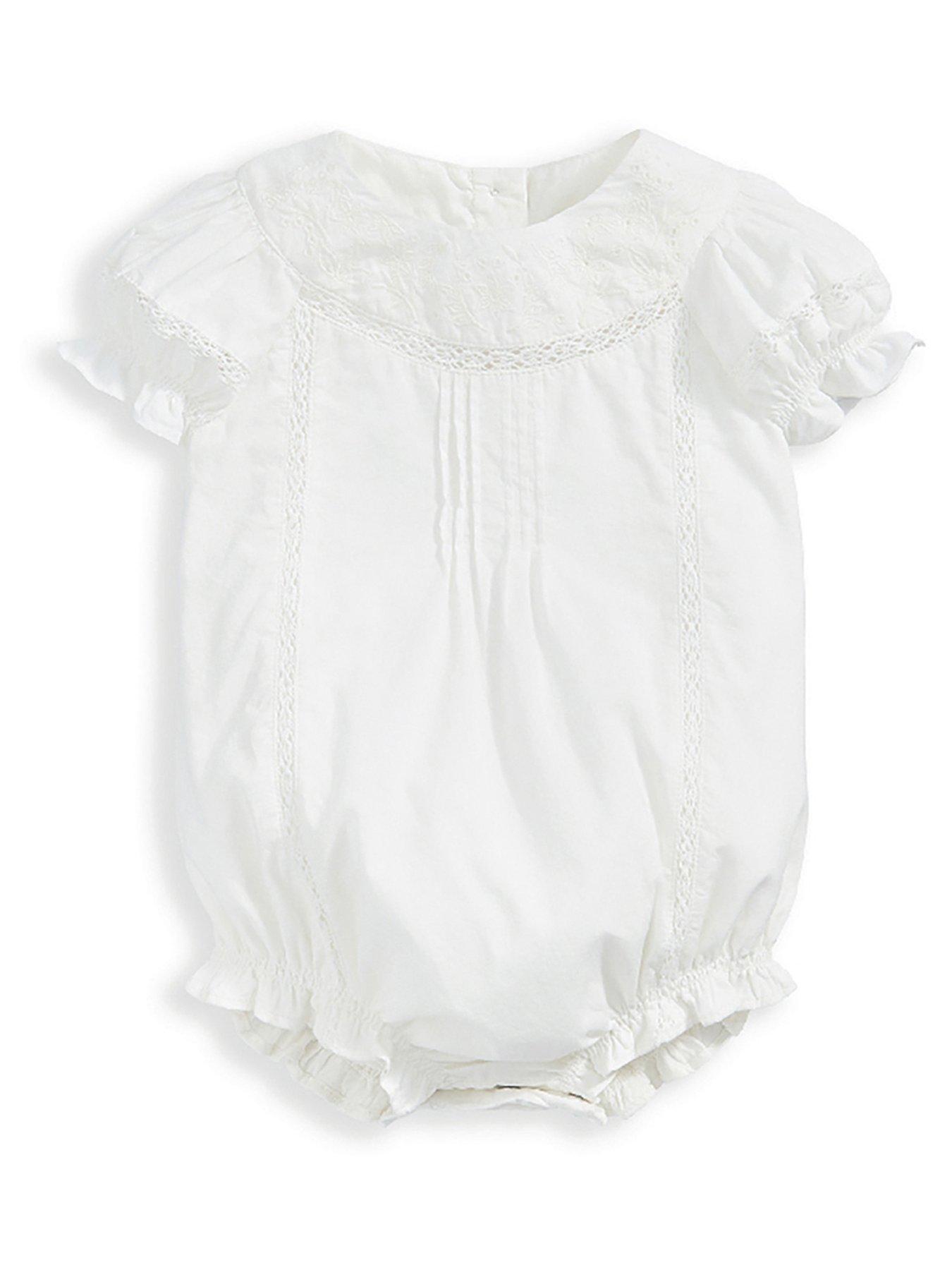 Mamas & Papas Baby Girls Embroidered White Romper - White | Very
