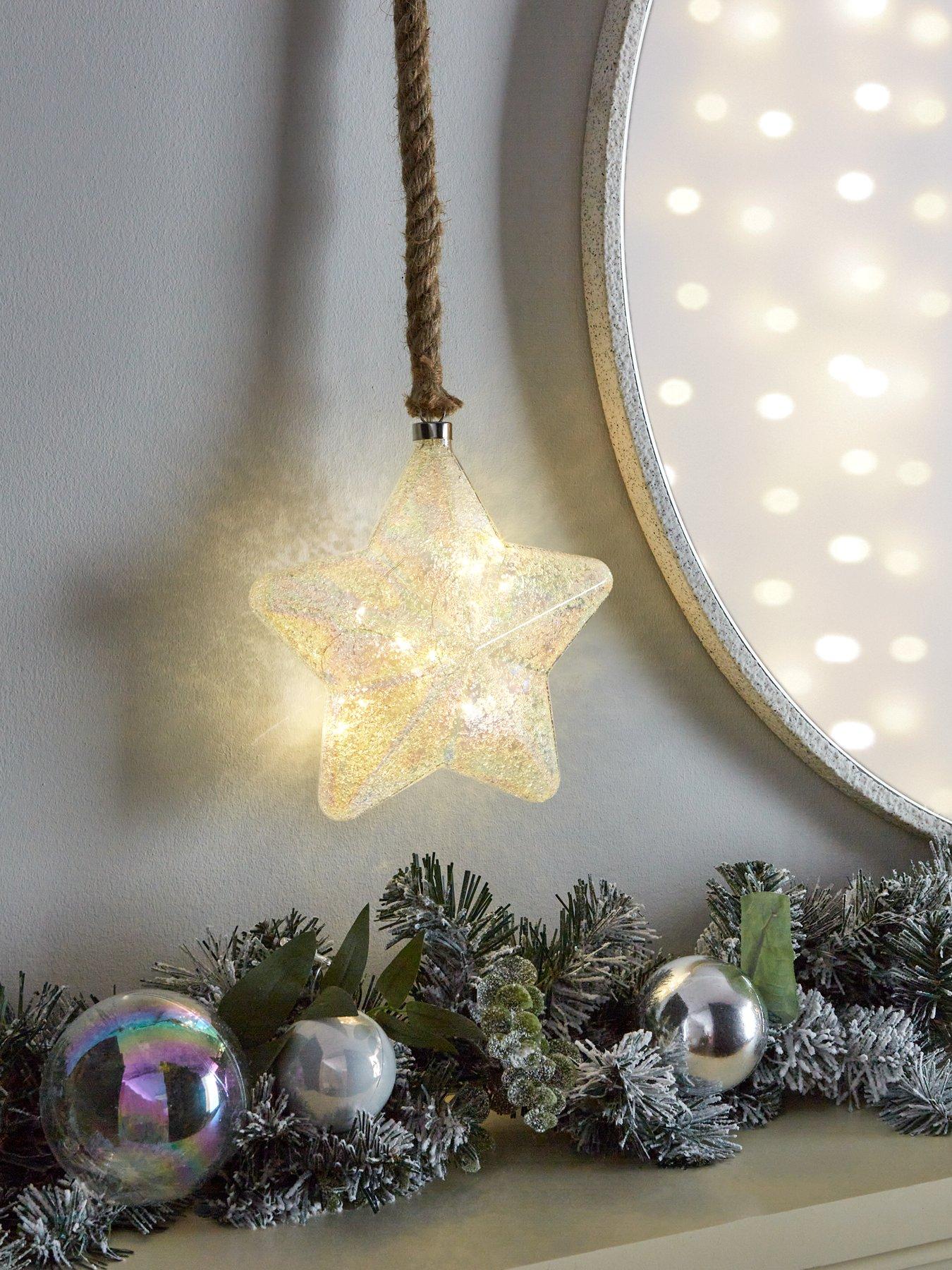Very Home Light Up Frosted Star On Rope Christmas Decoration | Very