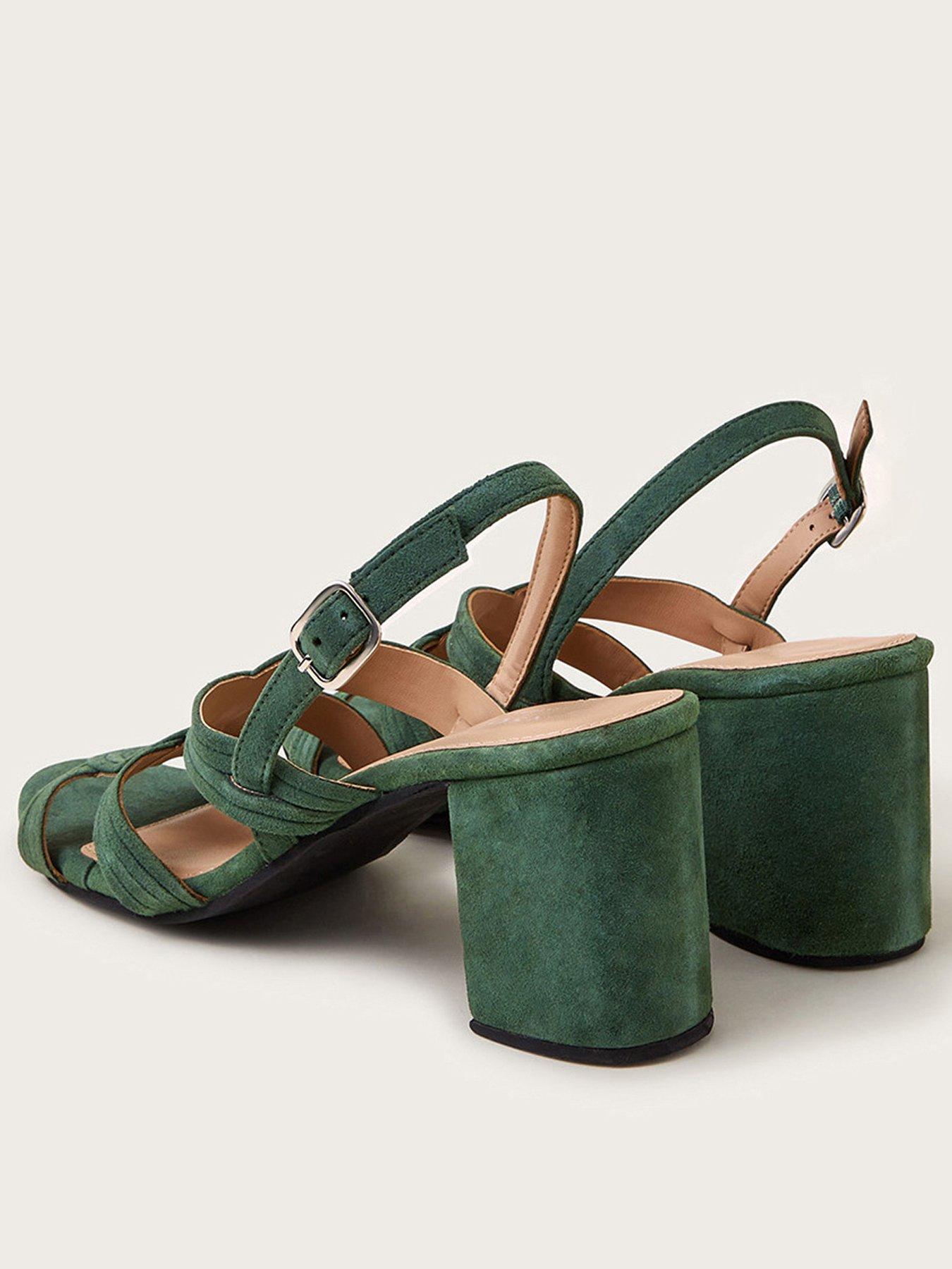 Monsoon Strappy Suede Block Heels - Olive | Very