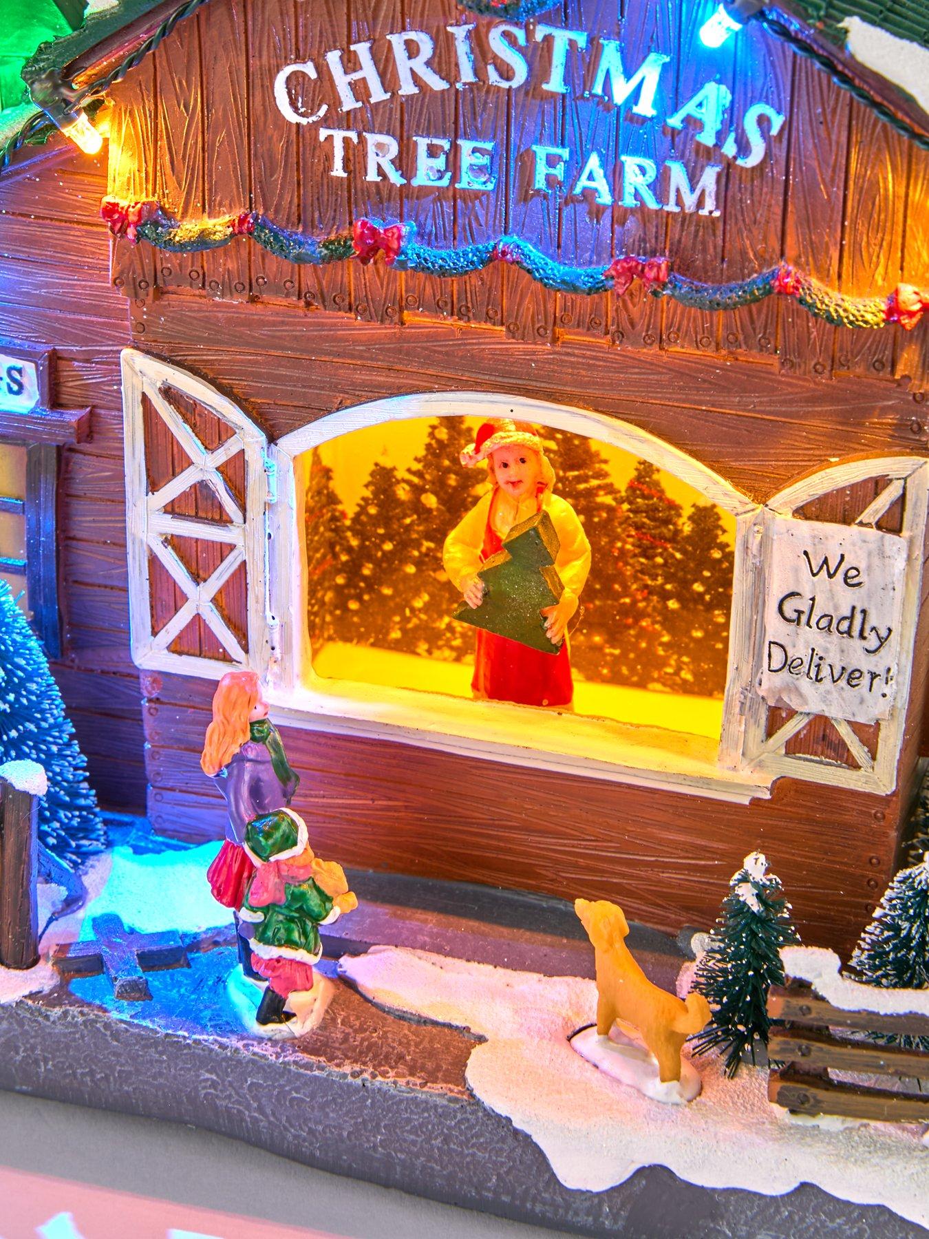 Very Home Christmas Tree Farm Scene with Lights and Music | Very