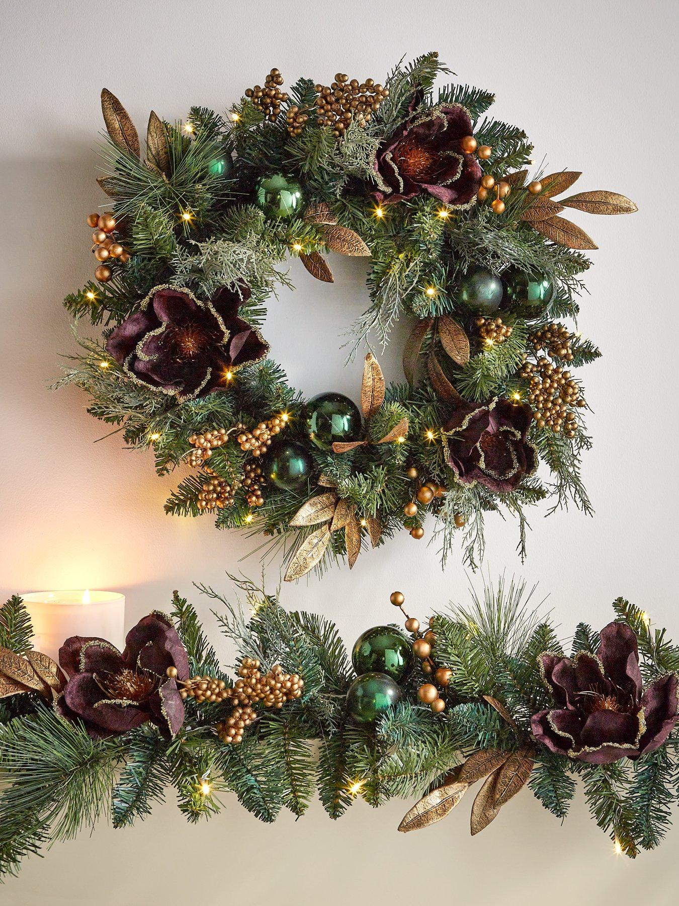 Very Home Gingerbread Pre-Lit Christmas Wreath | Very
