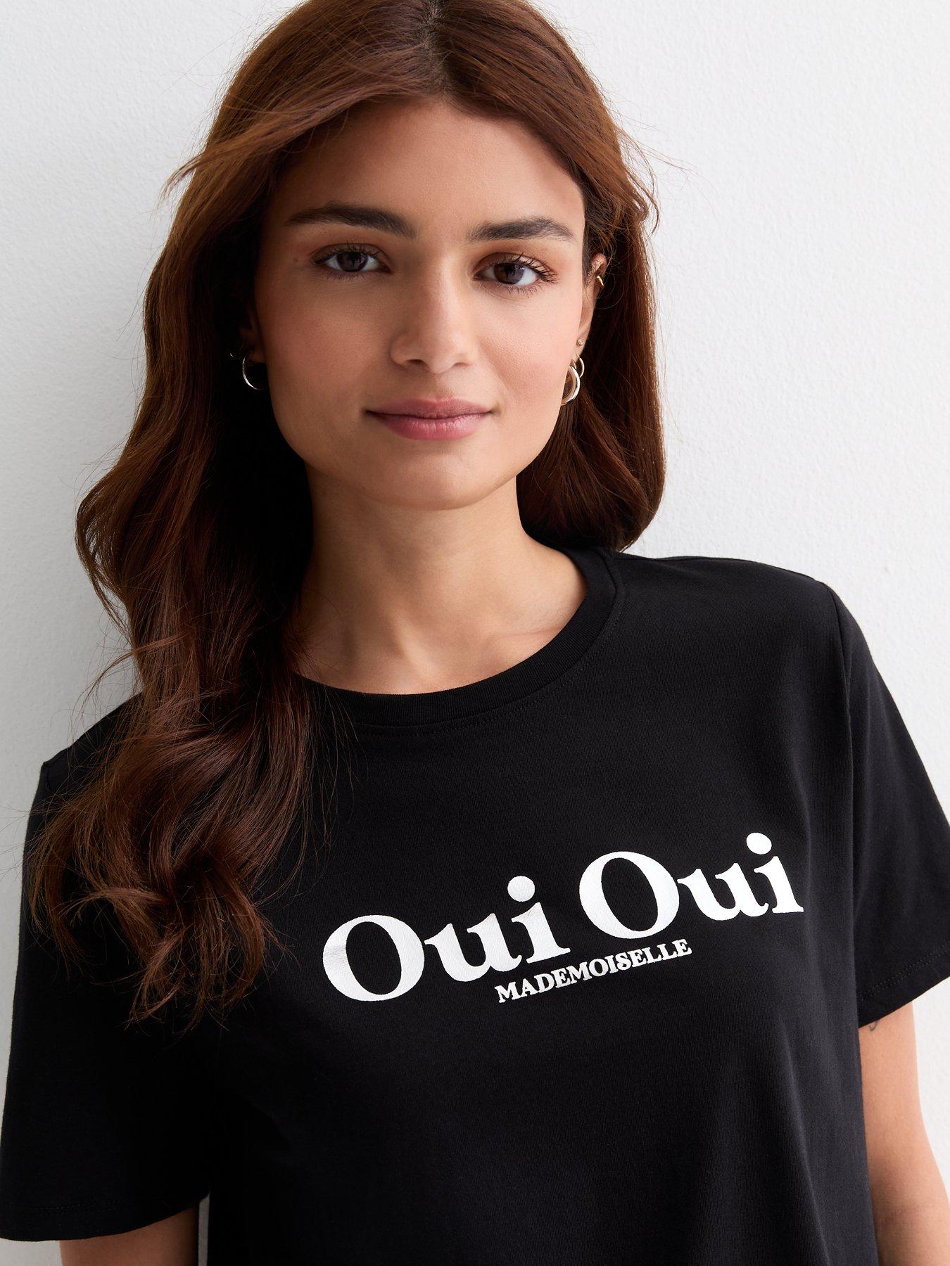New Look Black Cotton Oui Oui Logo T-shirt | Very.co.uk