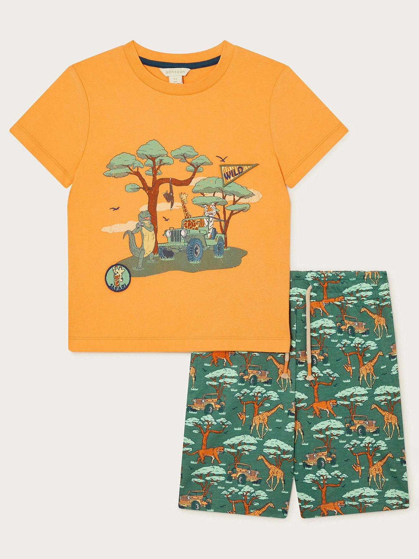 Monsoon Boys Safari T-shirt And Shorts Set - Multi | very.co.uk