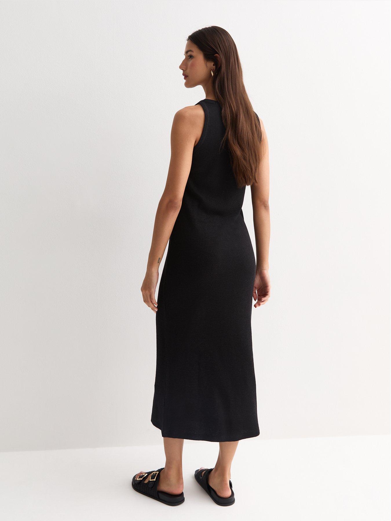 New Look Black Ribbed Racer Midi Dress | Very