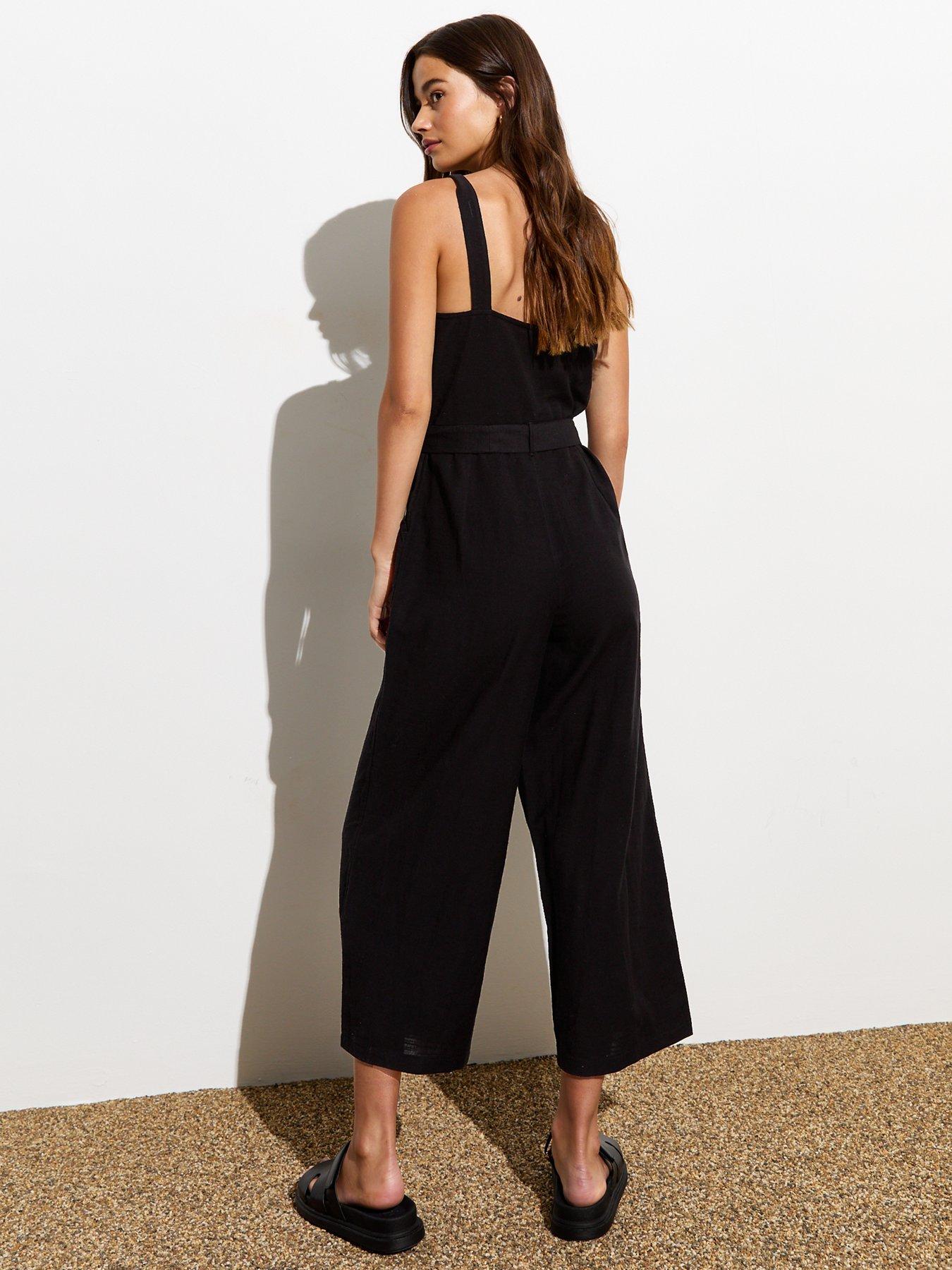 New Look Black Square-Neck Cotton Jumpsuit | Very