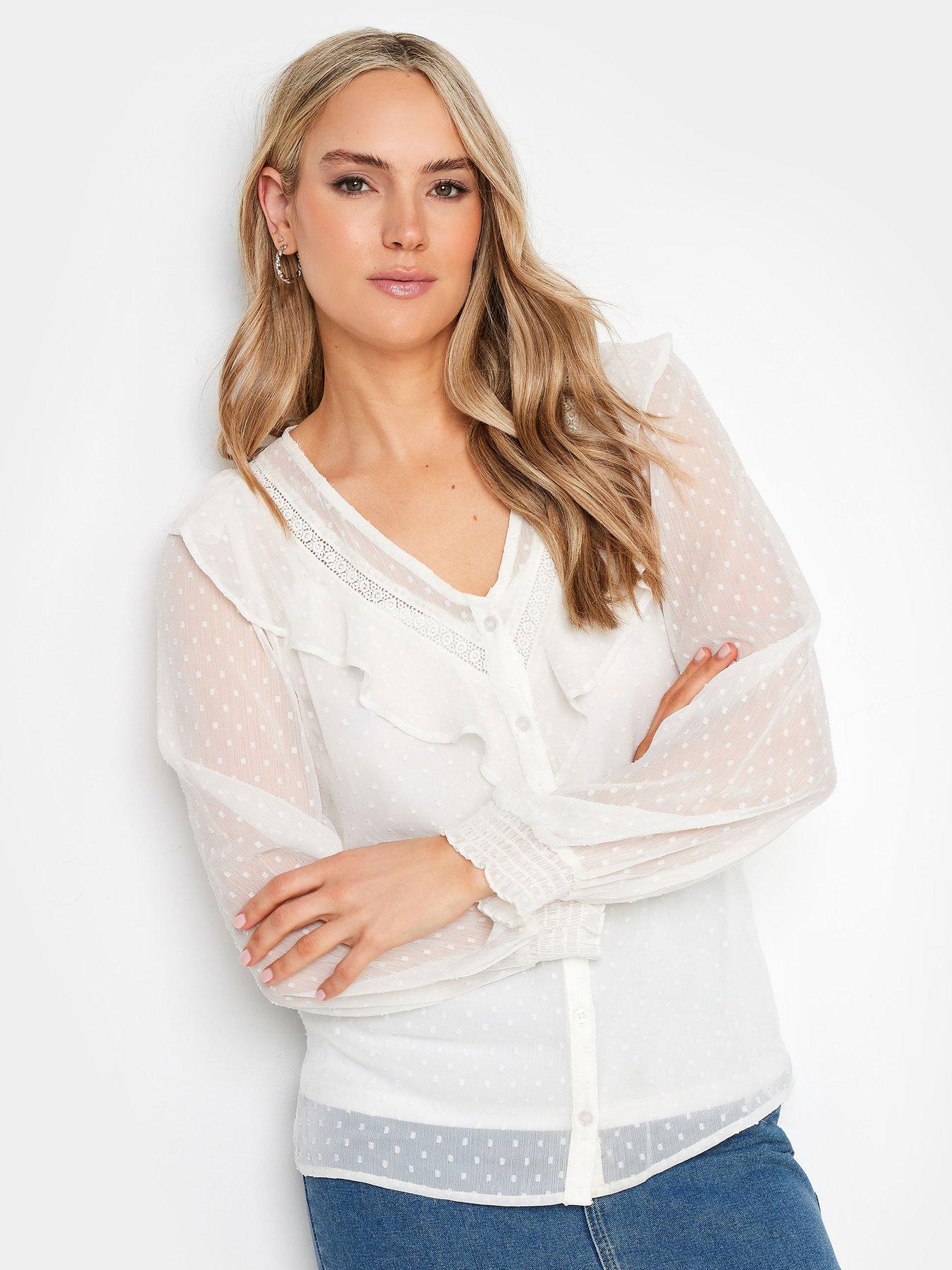 Long Tall Sally Tall Ivory Dobby Frill Blouse | Very