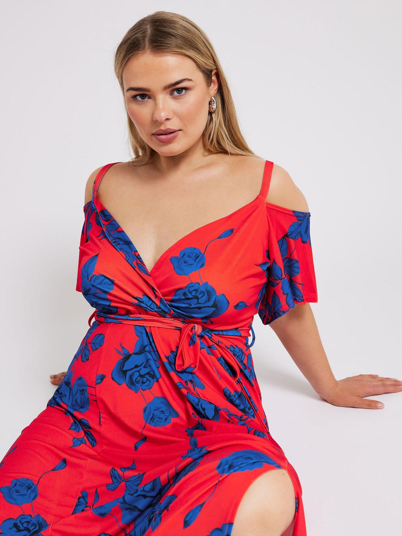 Yours Curve Floral Cold Shoulder Maxi Dress Very