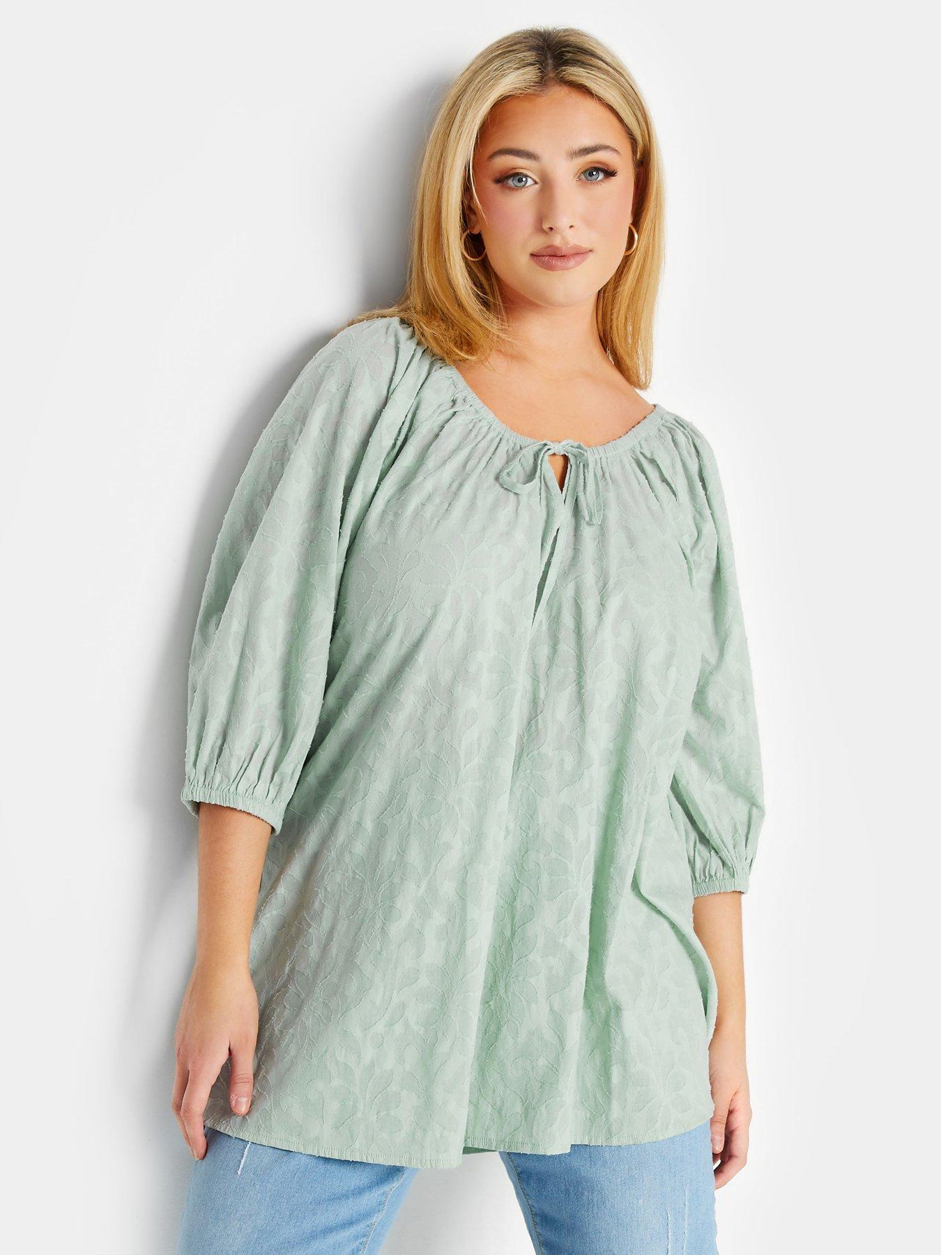 Yours Curve Gypsy Top Burnout Mint | Very
