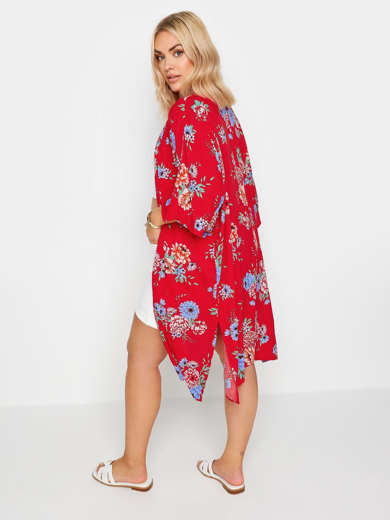 Yours Curve Longline Duster Red Floral | Very