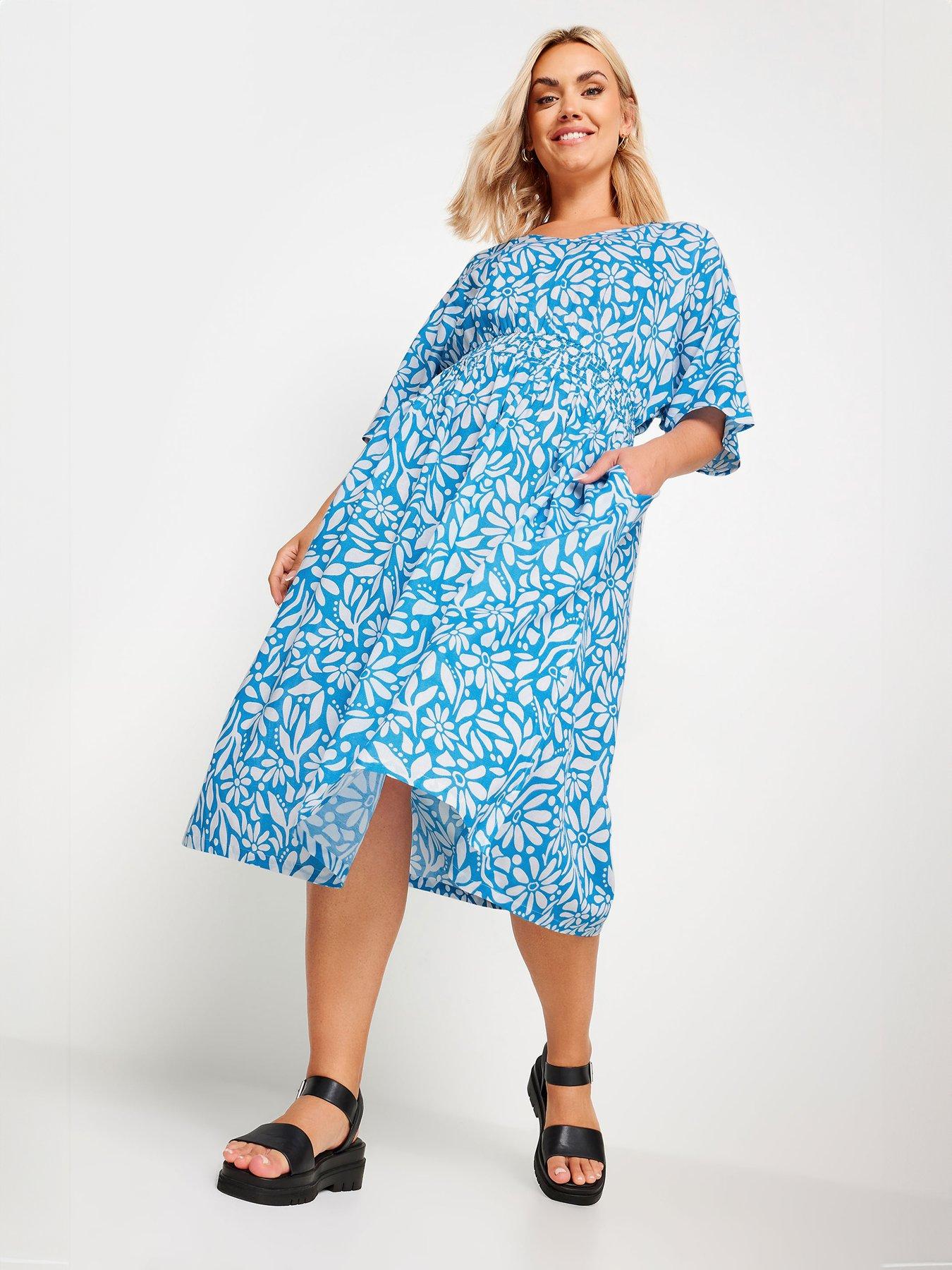 Yours Curve Linen Midaxi Shirred Waist Slit Dress | Very