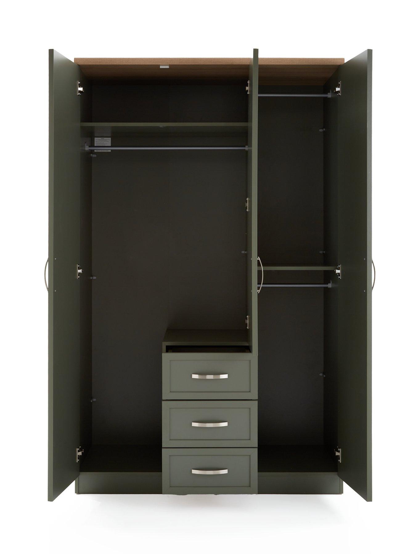 Very Home Camberley 3 Door 3 Drawer Mirrored Wardrobe Green Very