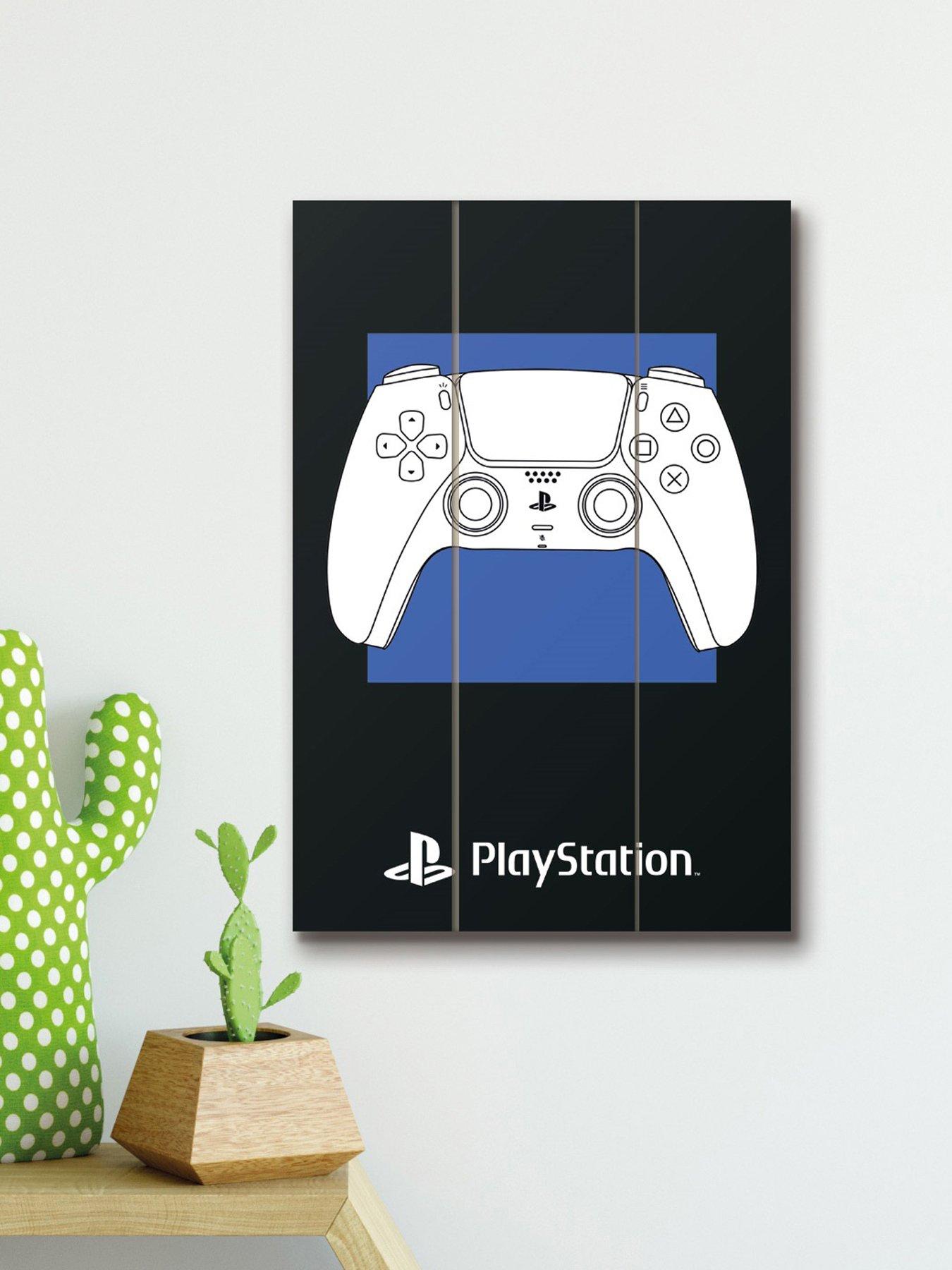 Playstation Bold Controller Print on Wood Canvas Very