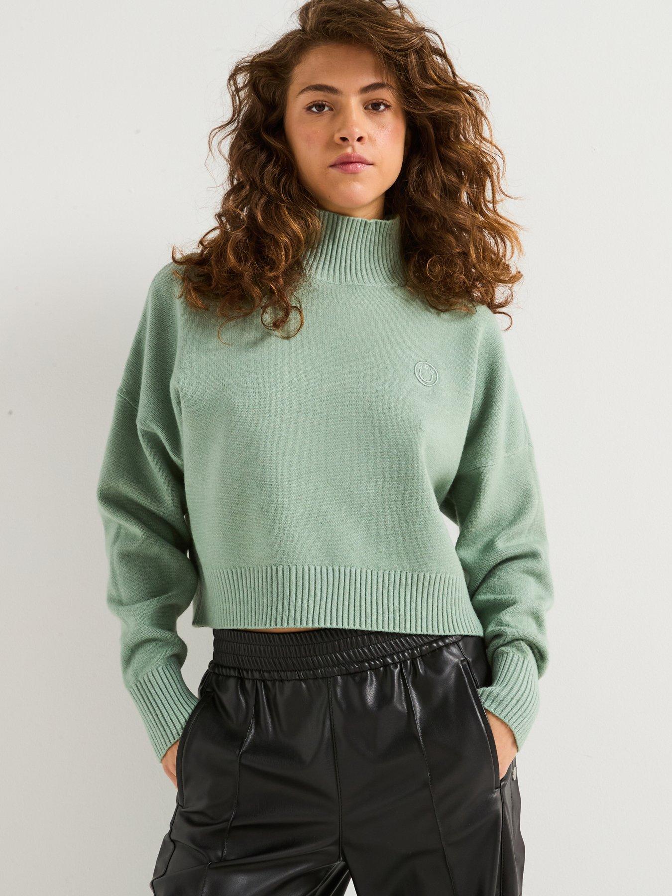 HUGO Sesty High Neck Knitted Jumper - Green | Very