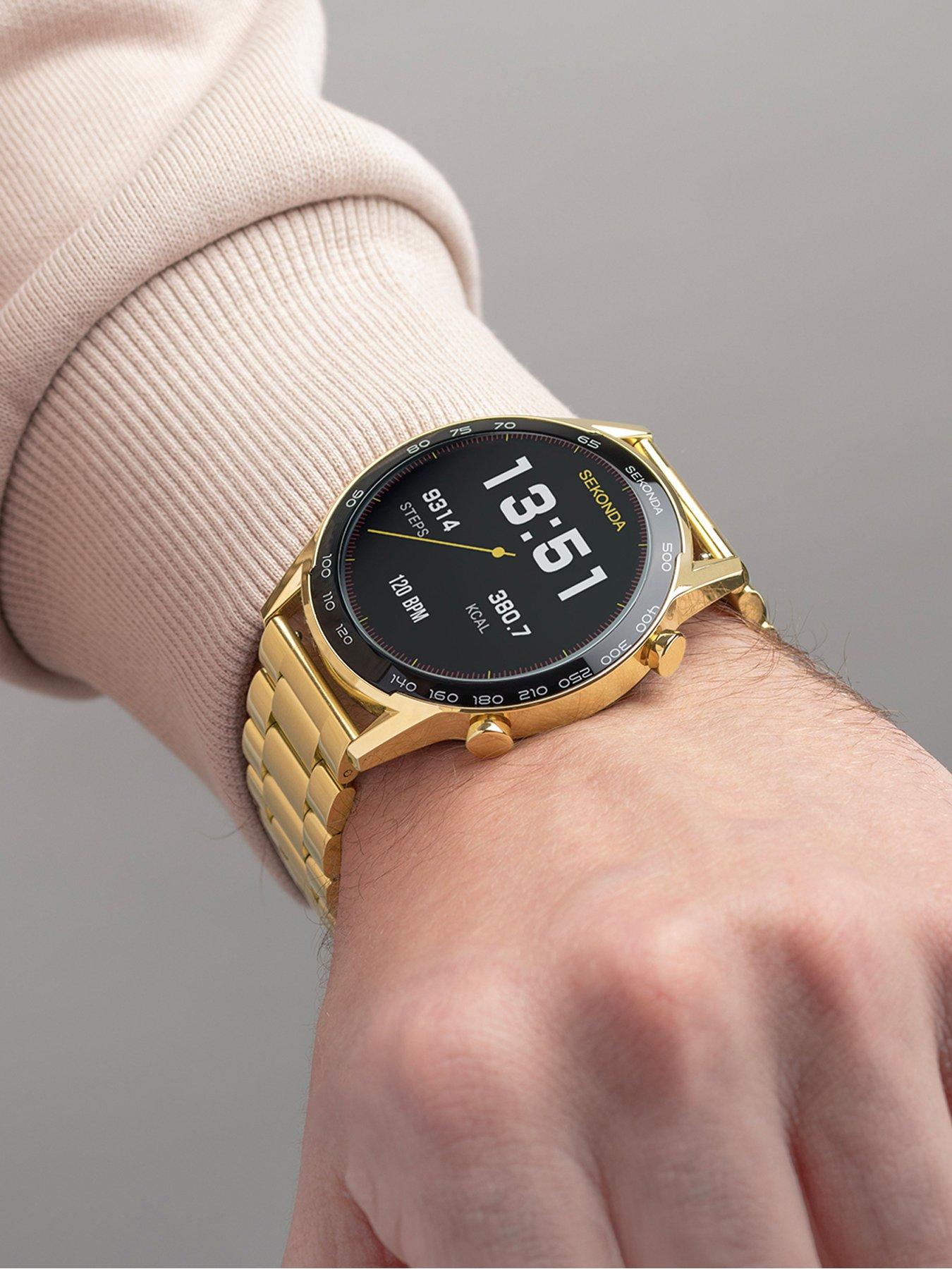 Sekonda Mens Active Plus Gold Stainless Steel Bracelet Smartwatch | Very