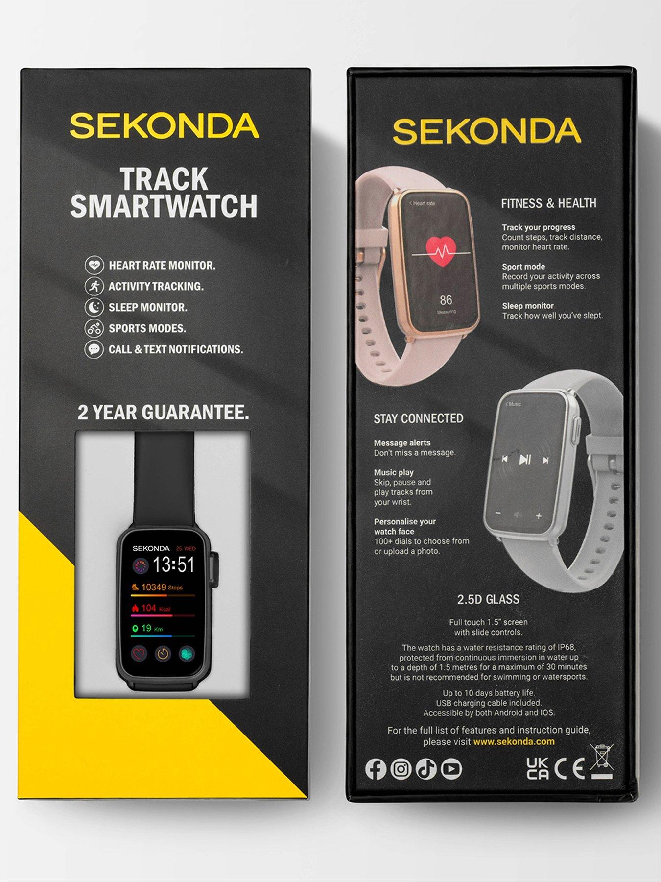 Sekonda Unisex Track Black Silicone Strap Smartwatch | Very