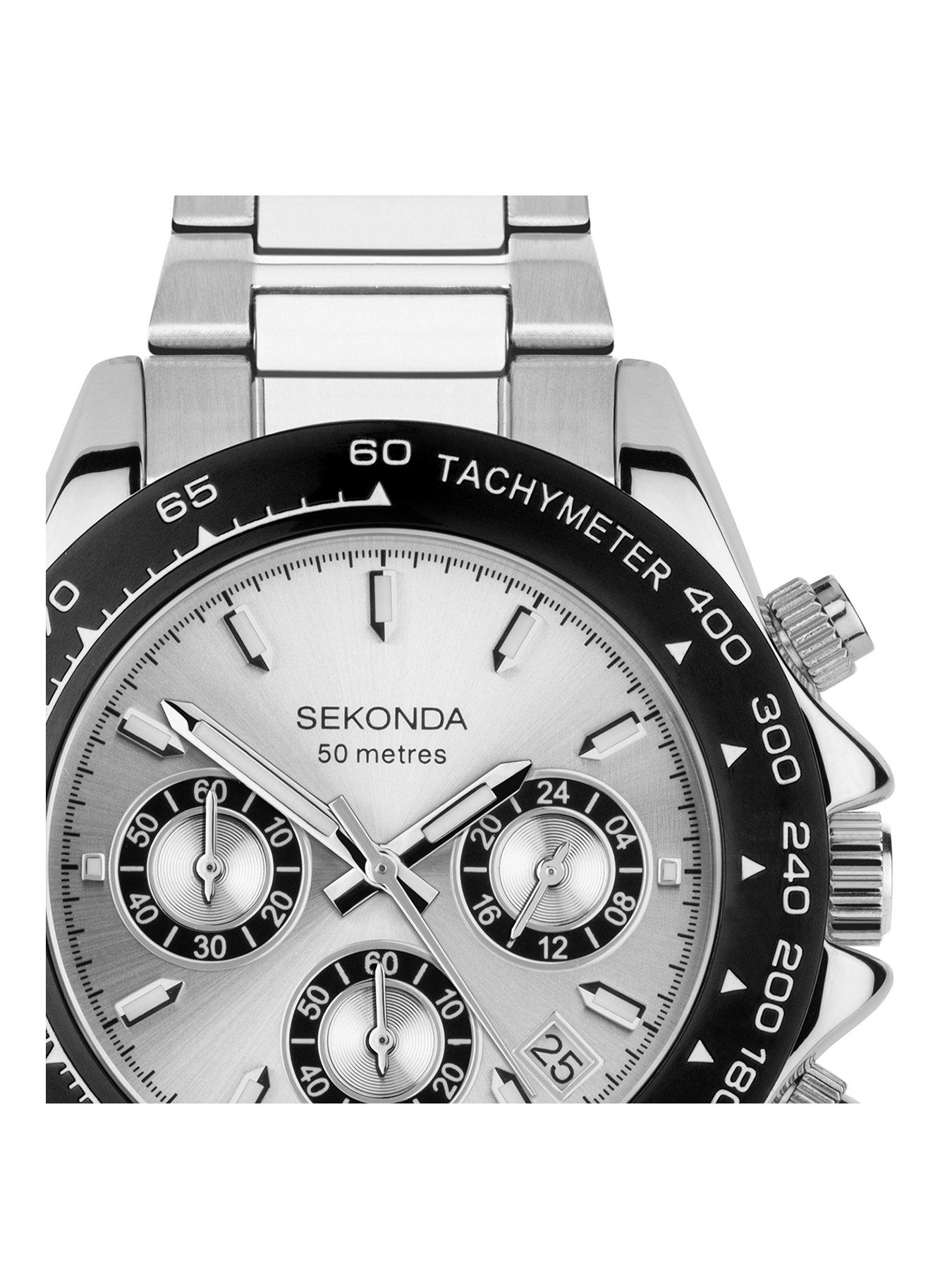 Sekonda Circuit Silver Stainless Steel Bracelet Chronograph Watch | Very