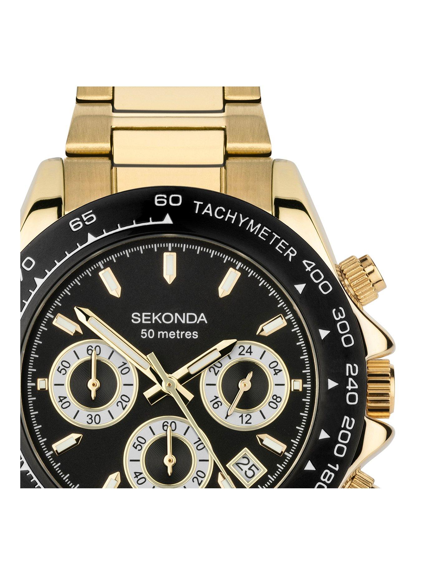 Sekonda Circuit Gold Stainless Steel Bracelet Chronograph Watch | Very