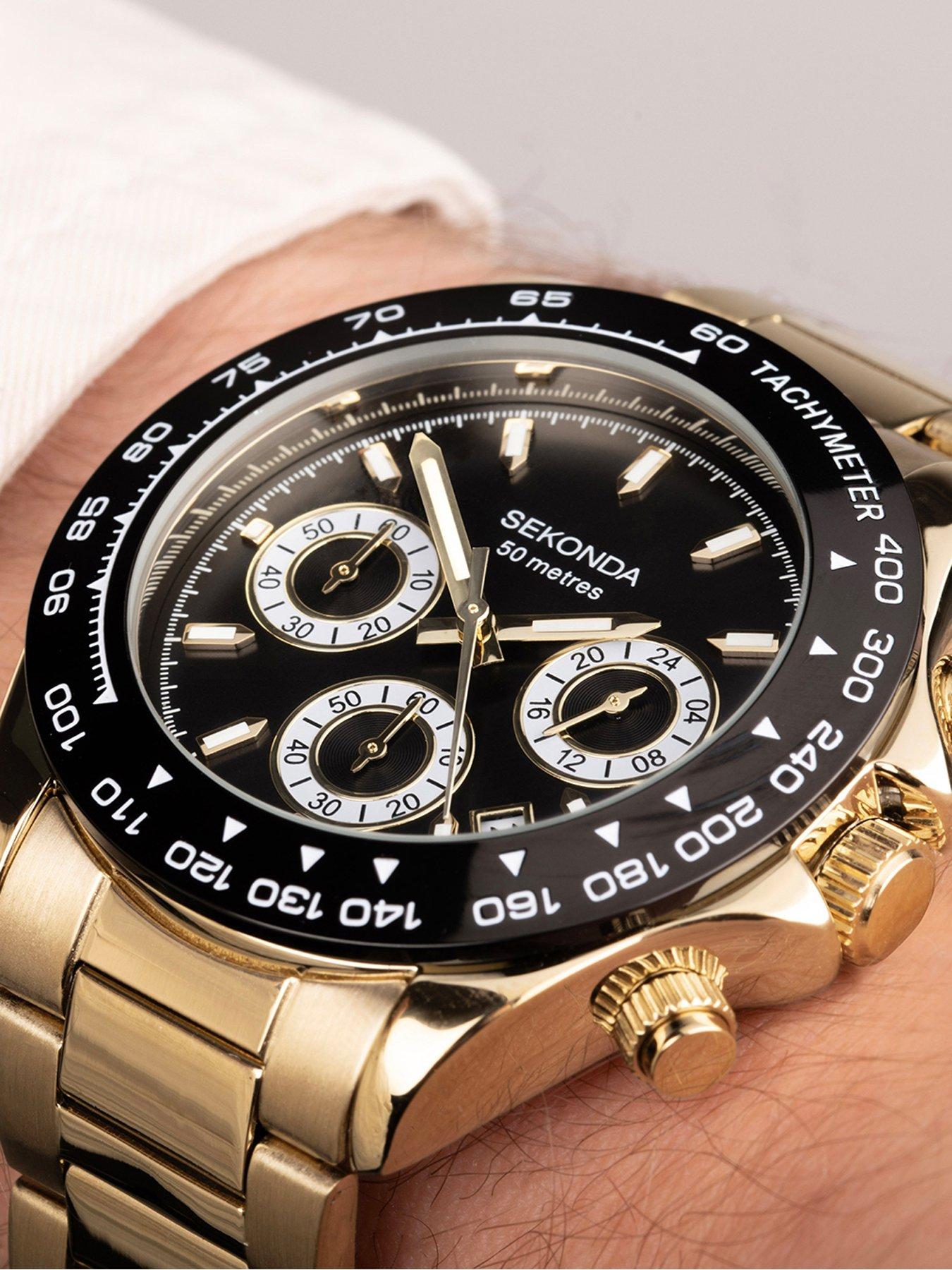 Sekonda Circuit Gold Stainless Steel Bracelet Chronograph Watch | Very