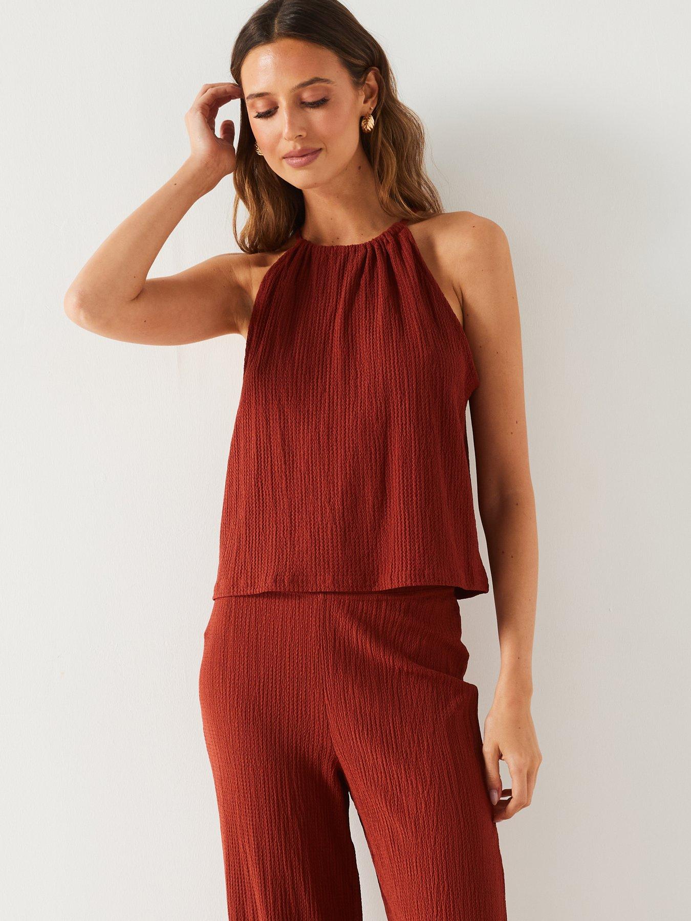 Mango Rust Ruched-texture Top | Very