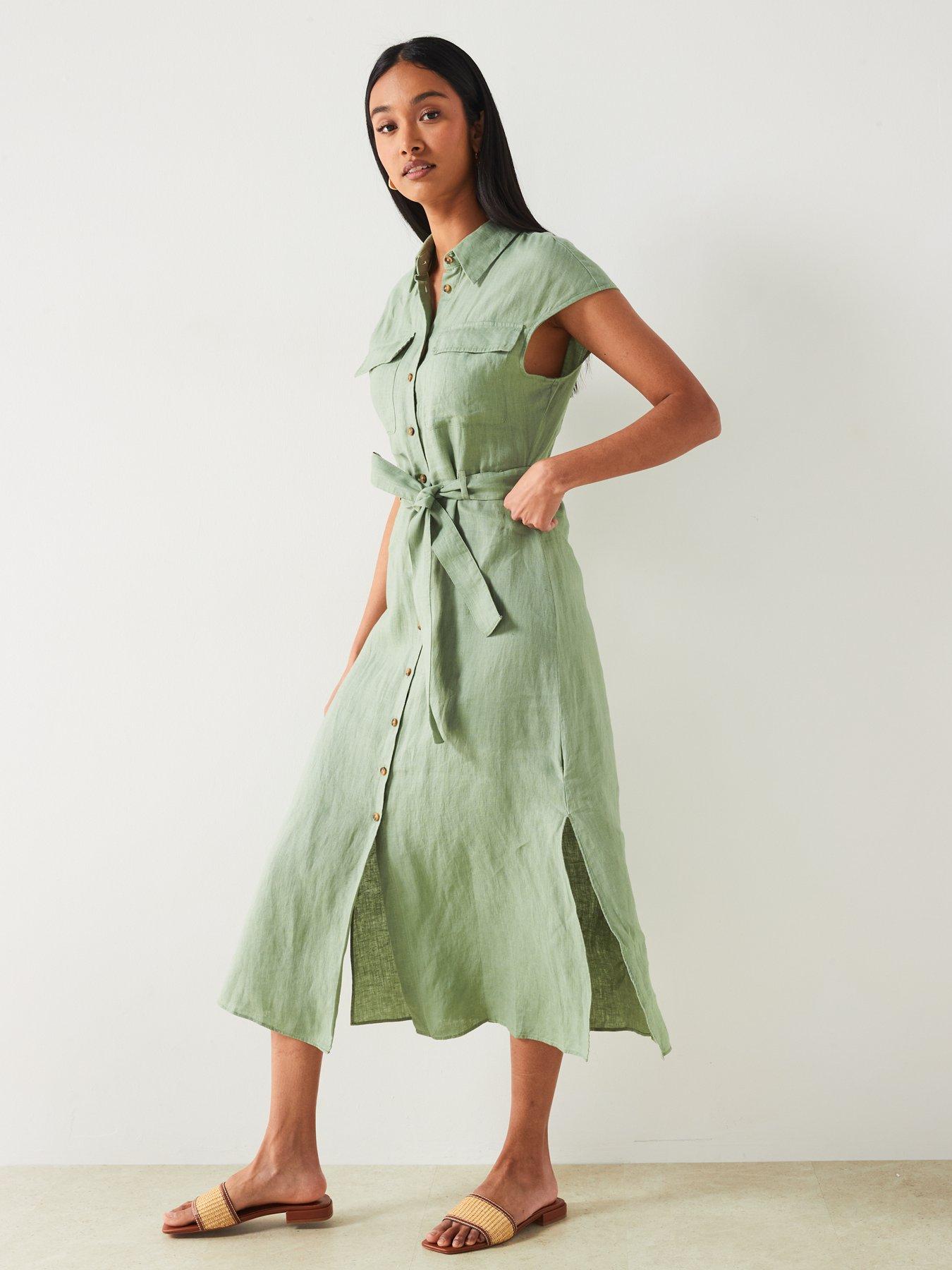 Mango Green Shirt Style Midi Dress | Very