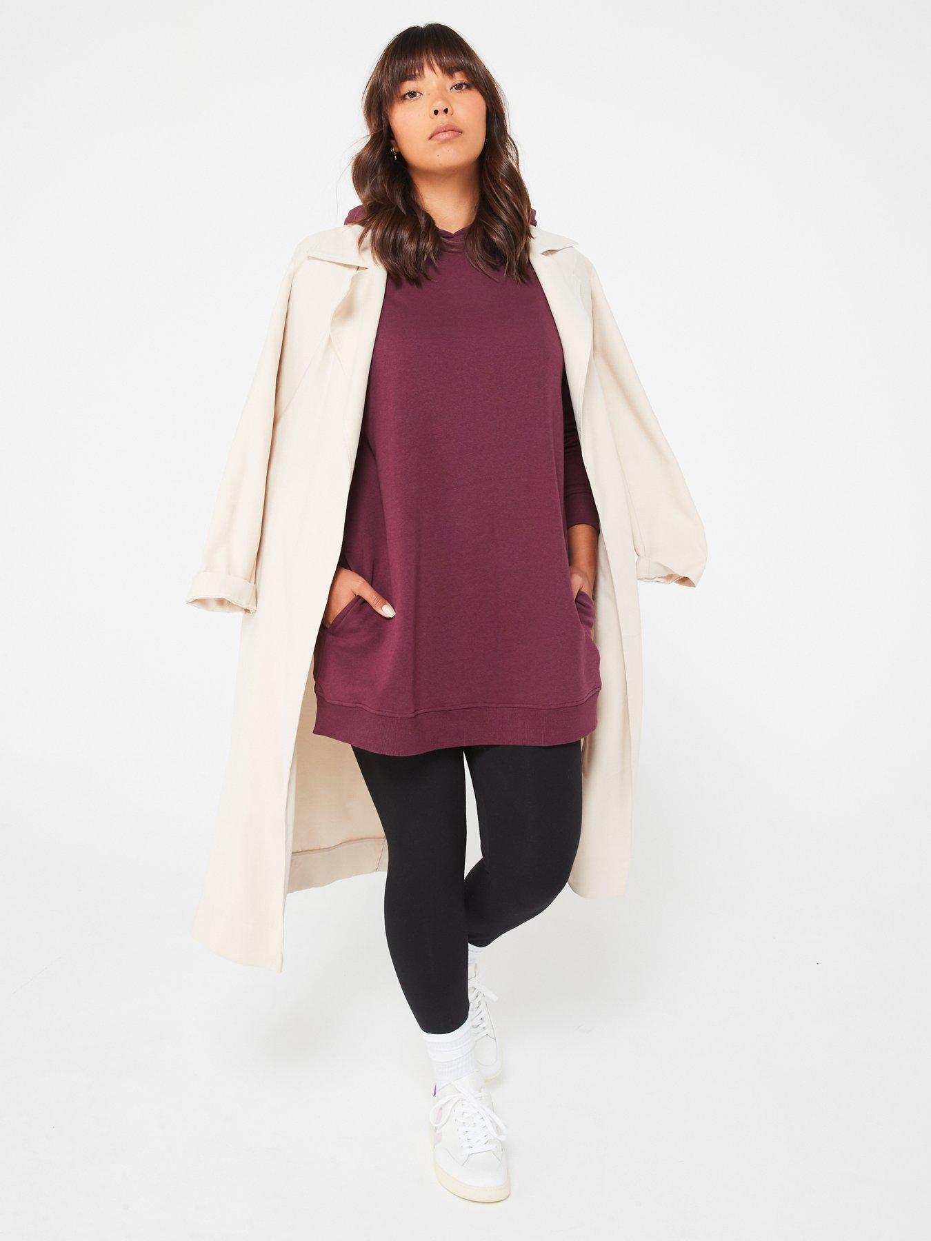 V by Very Curve Longline Side Split Hoodie - Purple | Very