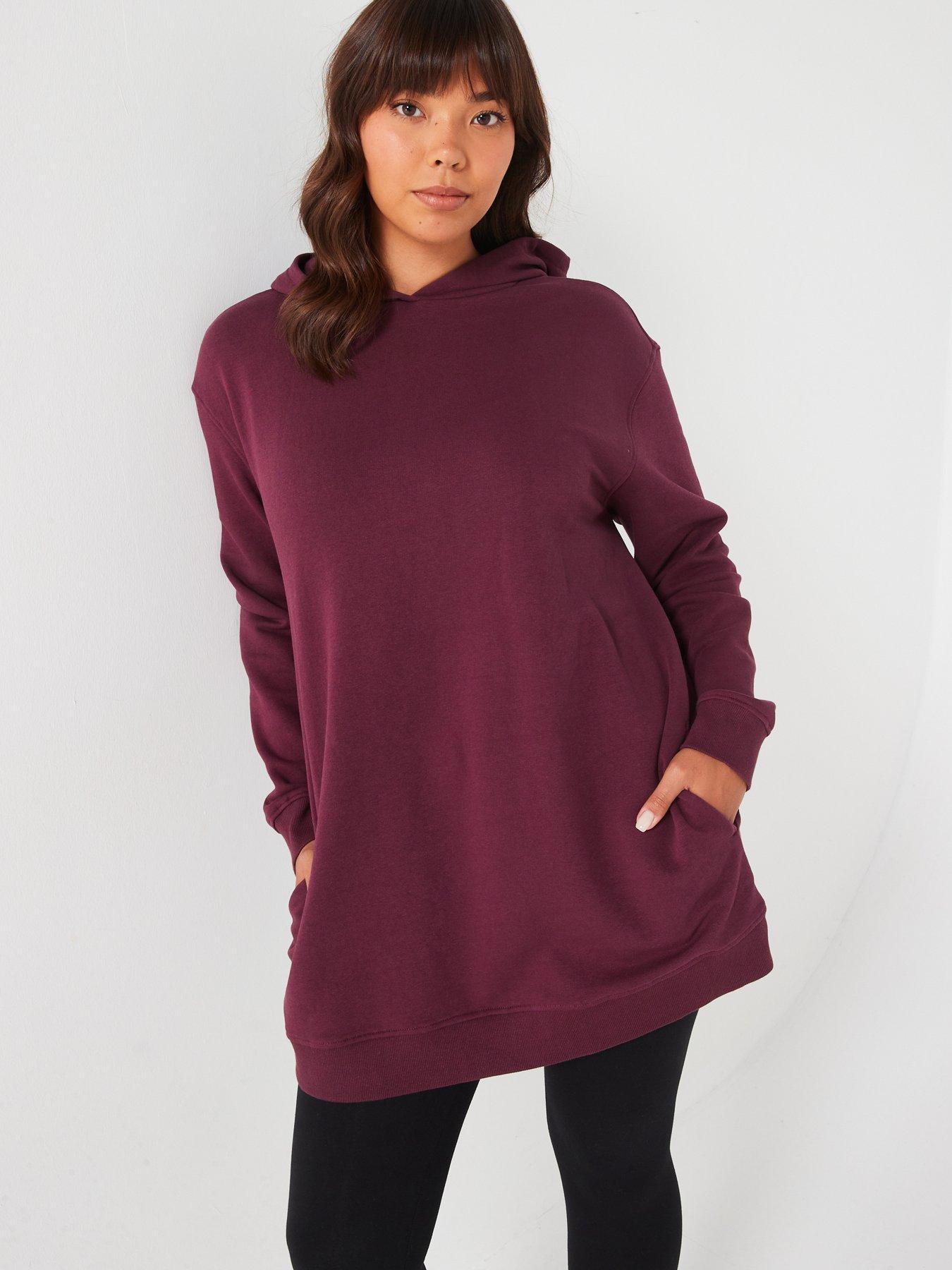 V by Very Curve Longline Side Split Hoodie - Purple | Very
