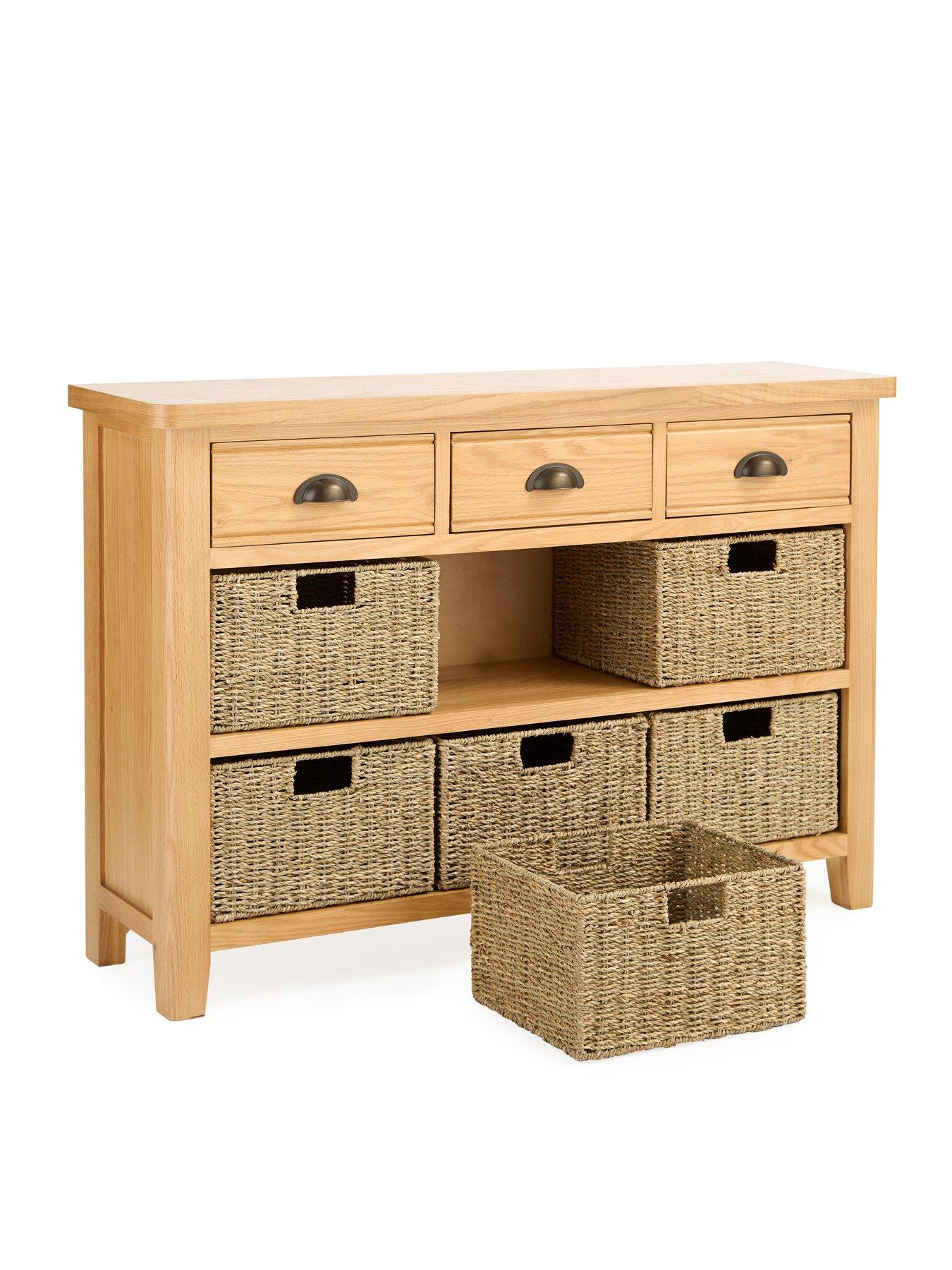 Very Home Ashwin Ready Assembled 3 Drawer, 6 Basket Sideboard in Rustic ...