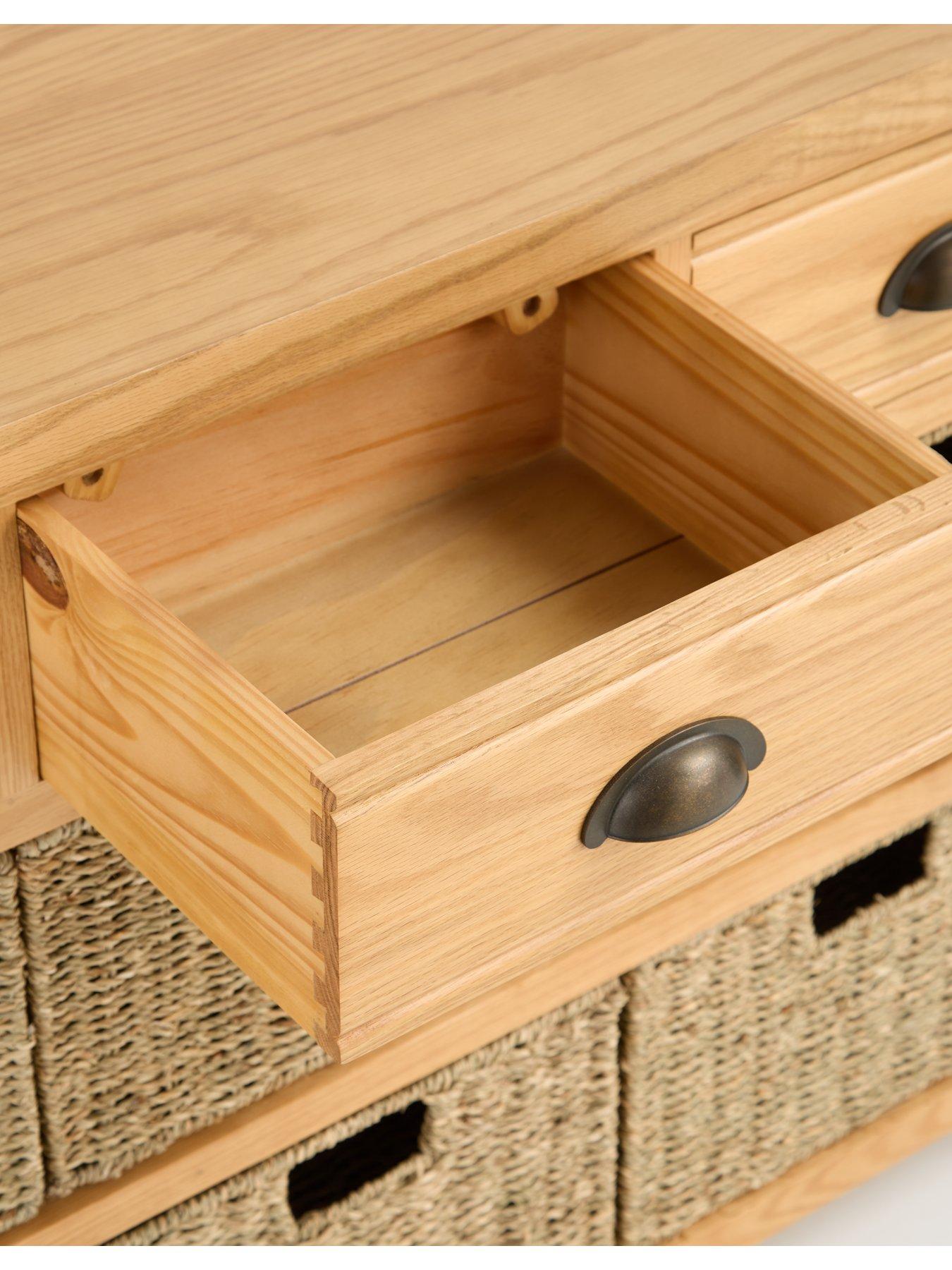 Very Home Ashwin Ready Assembled 3 Drawer, 6 Basket Sideboard in Rustic ...