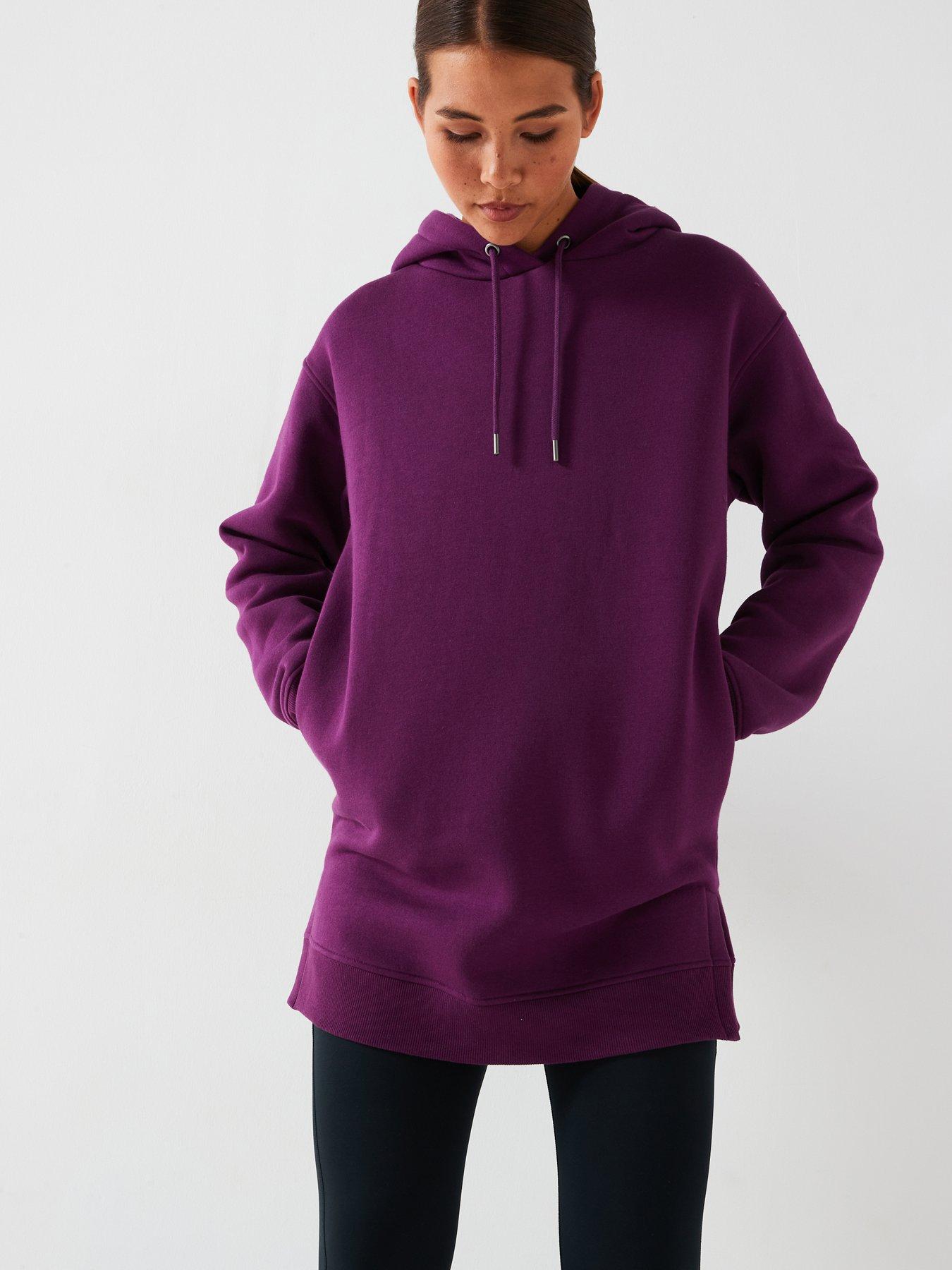 Everyday The Essential Longline Hoodie With Side Splits - Plum | Very