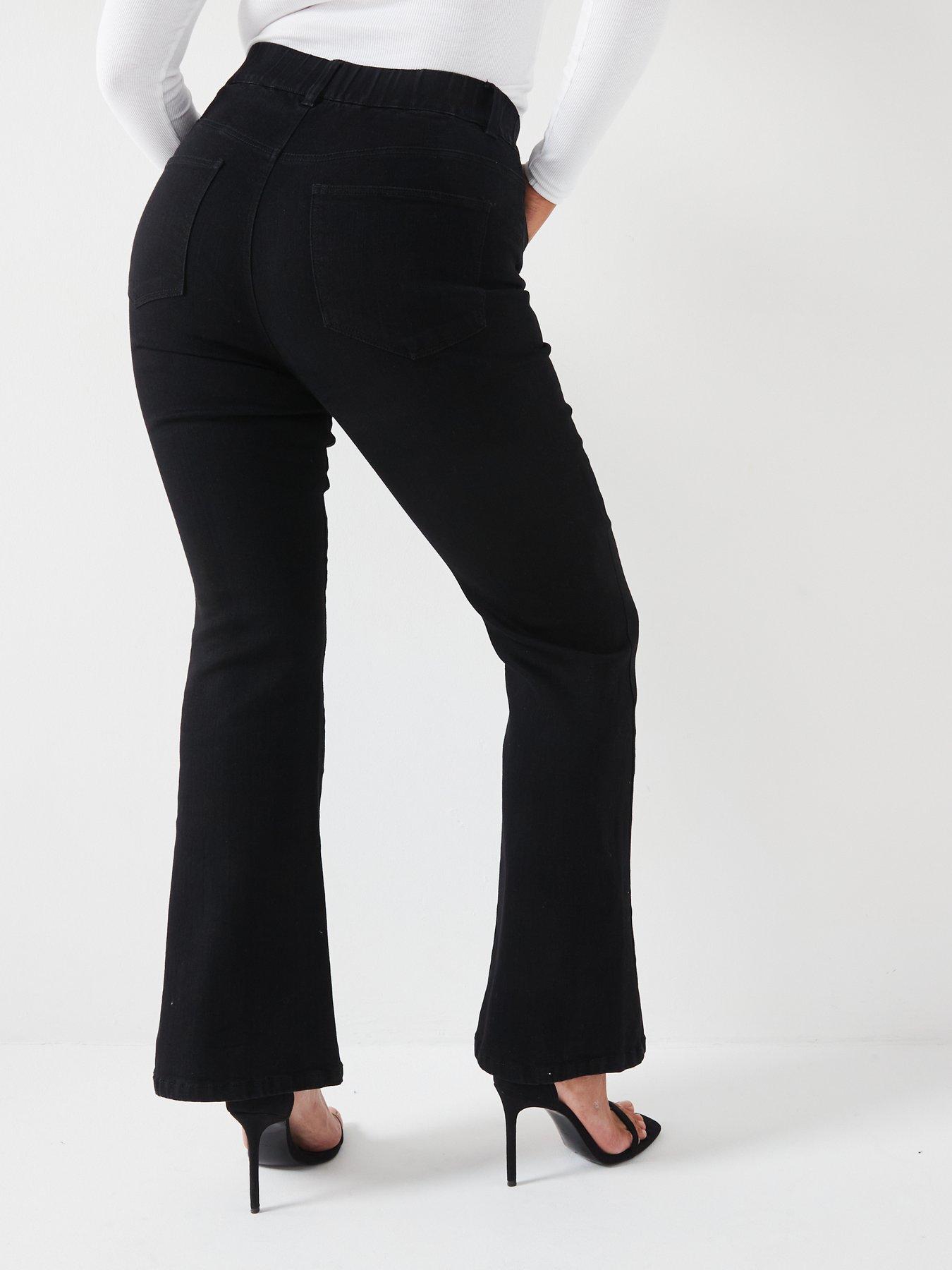 V by Very Curve Pull On Stretch Bootcut Jean - Black | Very