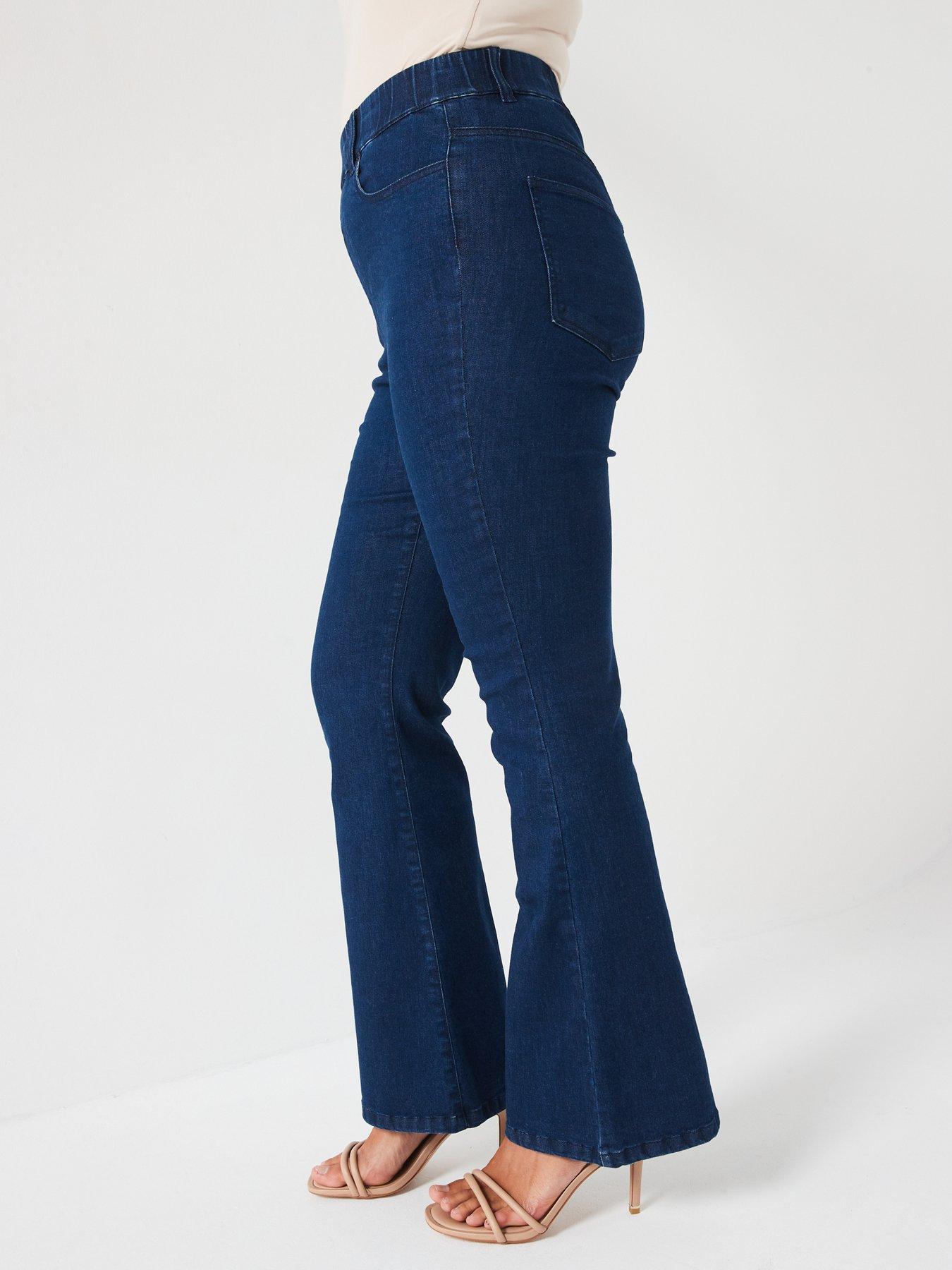 V by Very Curve Pull On Stretch Bootcut Jean - Dark Blue | Very