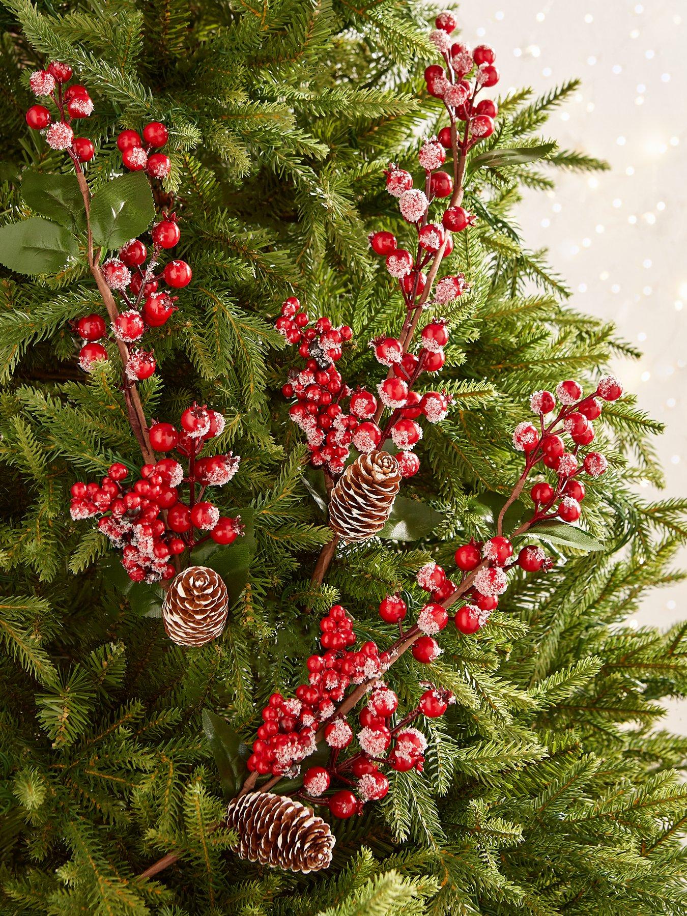 Festive Set of 3 Red Berry Christmas Tree Picks | Very