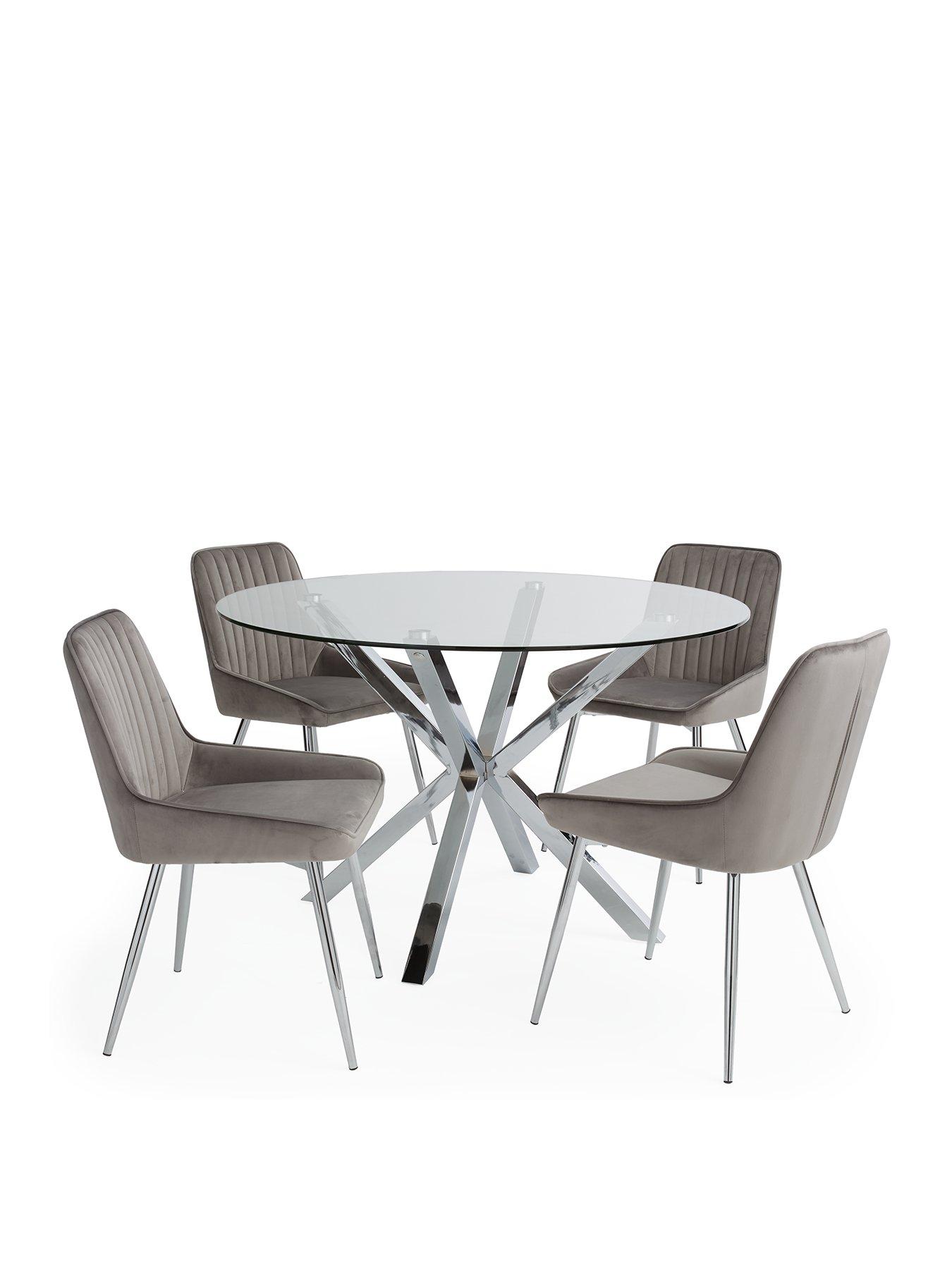 Very Home Chopstick 120 cm Round Dining Table + 4 Alisha Chairs ...