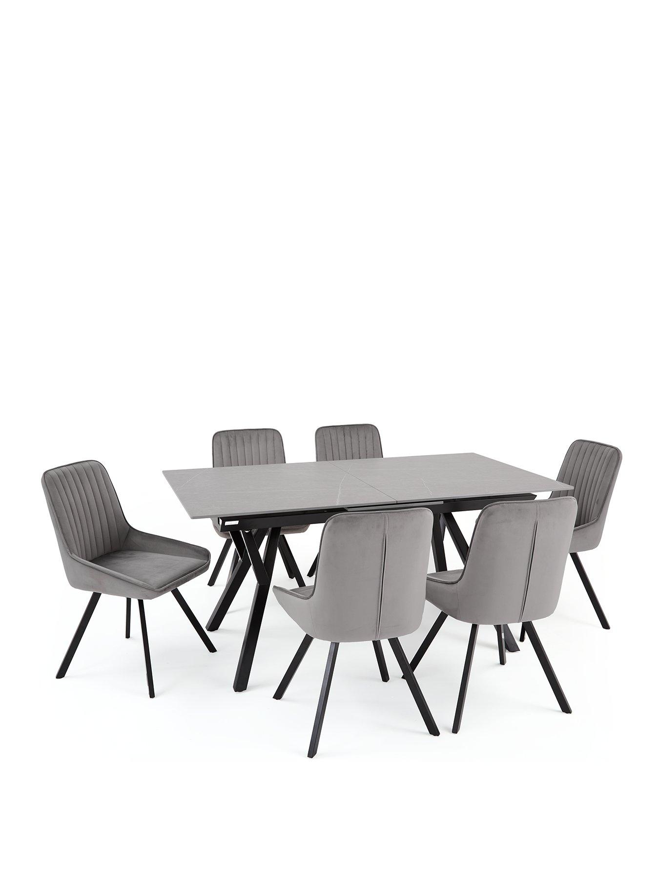 Very Home Corbin Ceramic Top 160-200 cm Extending Dining Table + 6 ...