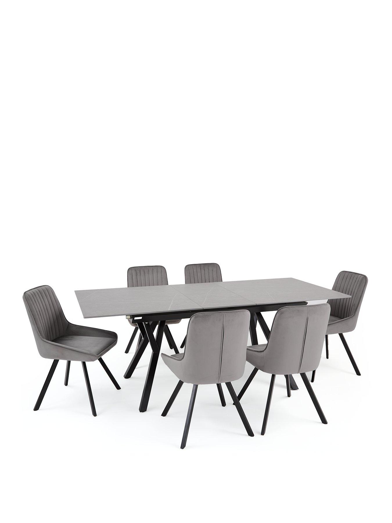 Very Home Corbin Ceramic Top 160-200 cm Extending Dining Table + 6 ...
