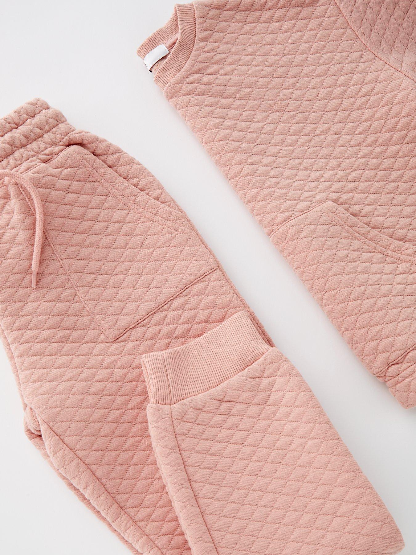 V by Very Girls Quilted Jog Set - Pink | Very