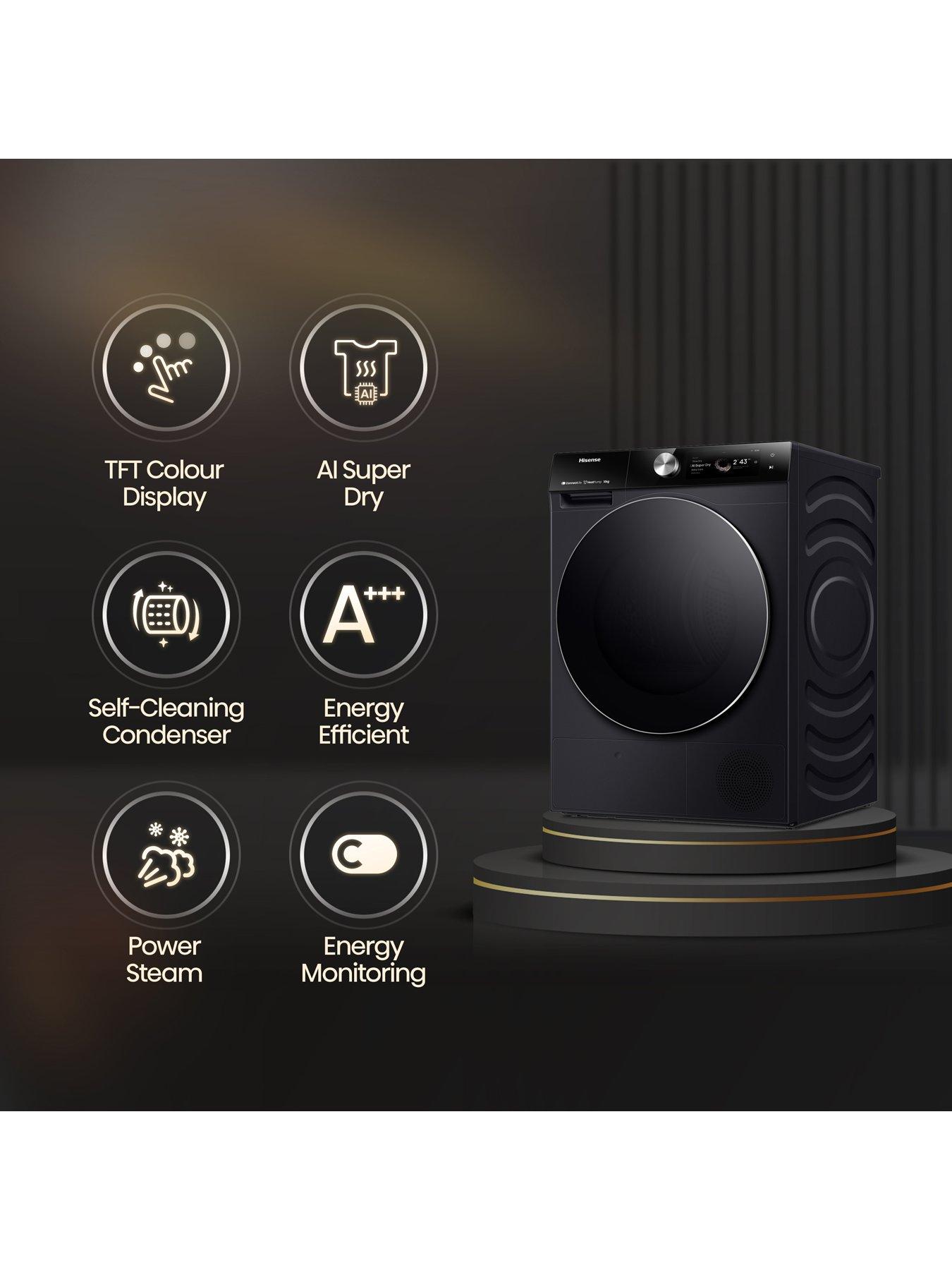 Hisense 7S Series DH7S107BB 10kg Load, AI Tumble Dryer with Touch ...