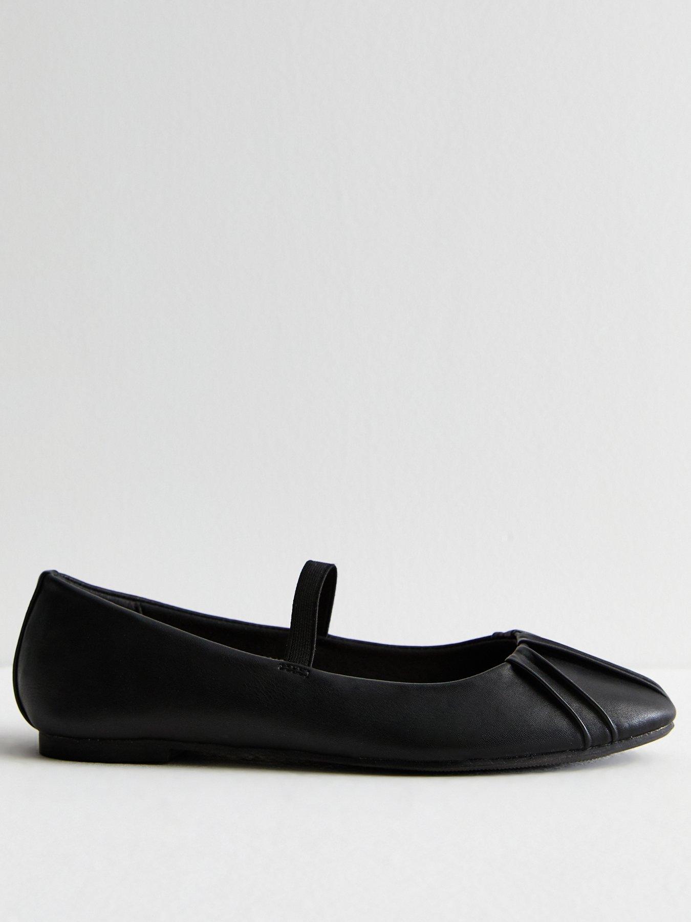 Black leather flats store