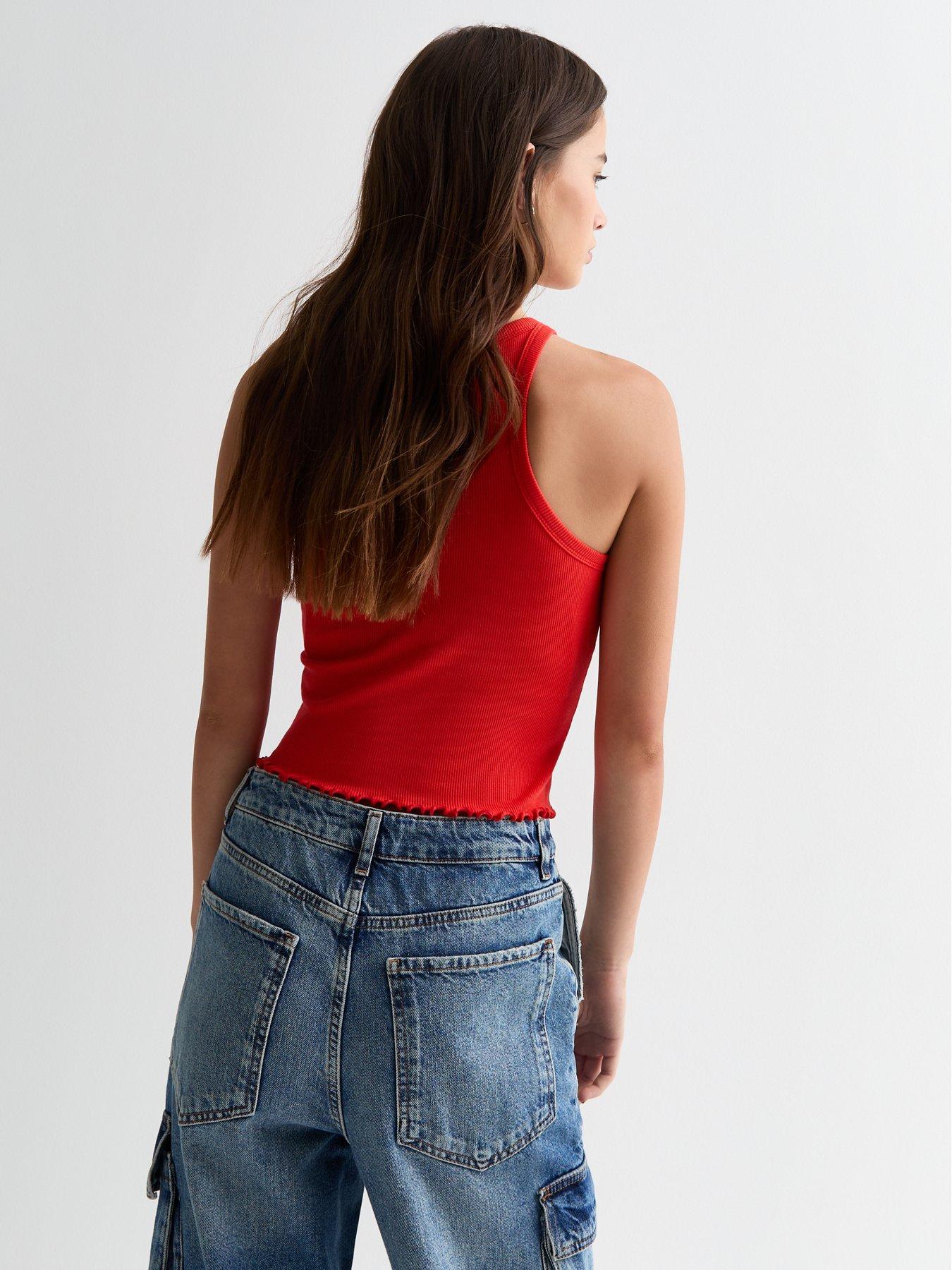 New Look Red Frill Hem Crop Racer Vest | Very