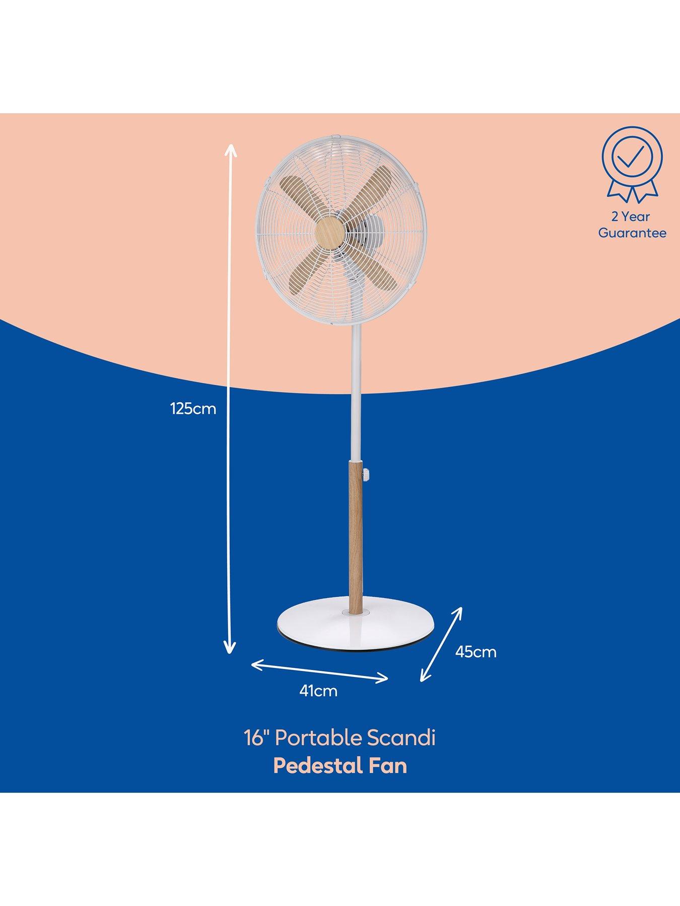 Russell Hobbs RHMPF1601WDW 16" White Scandi Style Pedestal Fan | very.co.uk