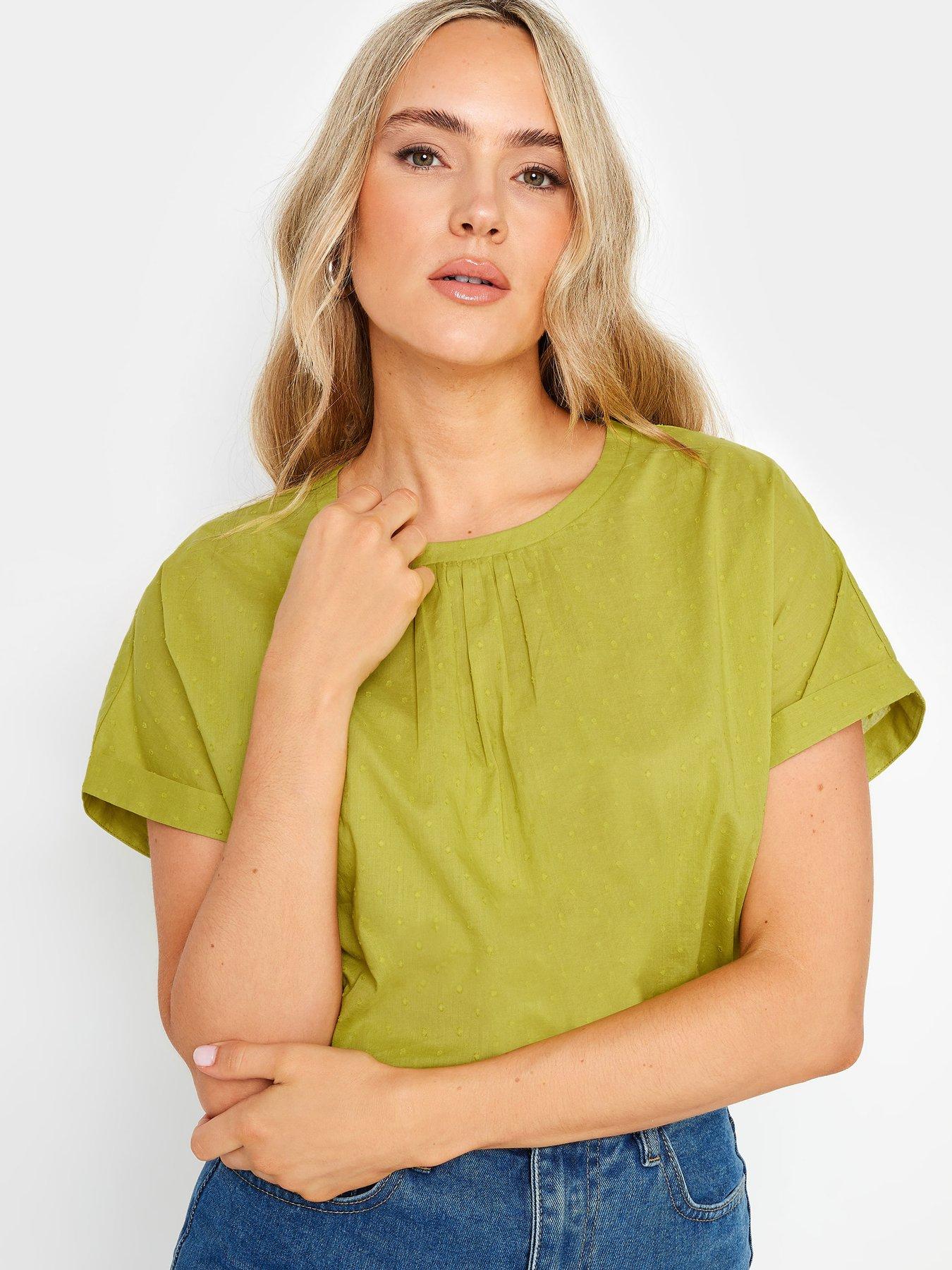 Long Tall Sally Tall Cittrine Dobby Grown On Sleeve Top - Yellow | Very ...
