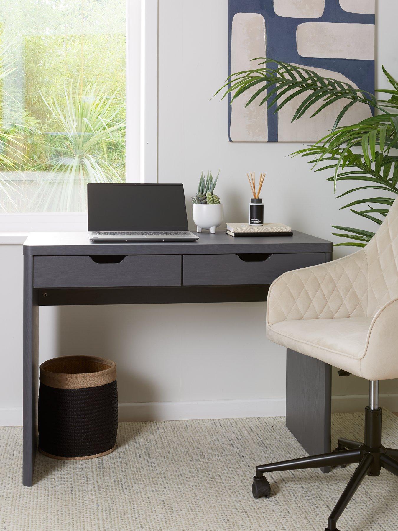 Very Home Aspen 2 Drawer Desk - Dark Grey Oak Effect | Very