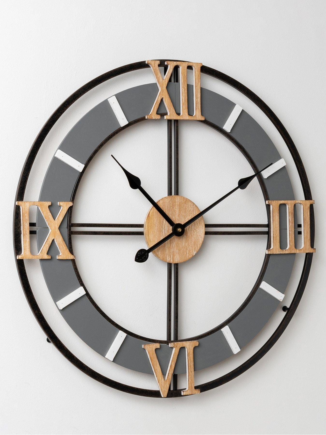 Hometime Metal & Wood Wall Clock with Cut Out Dial - 60cm | very.co.uk