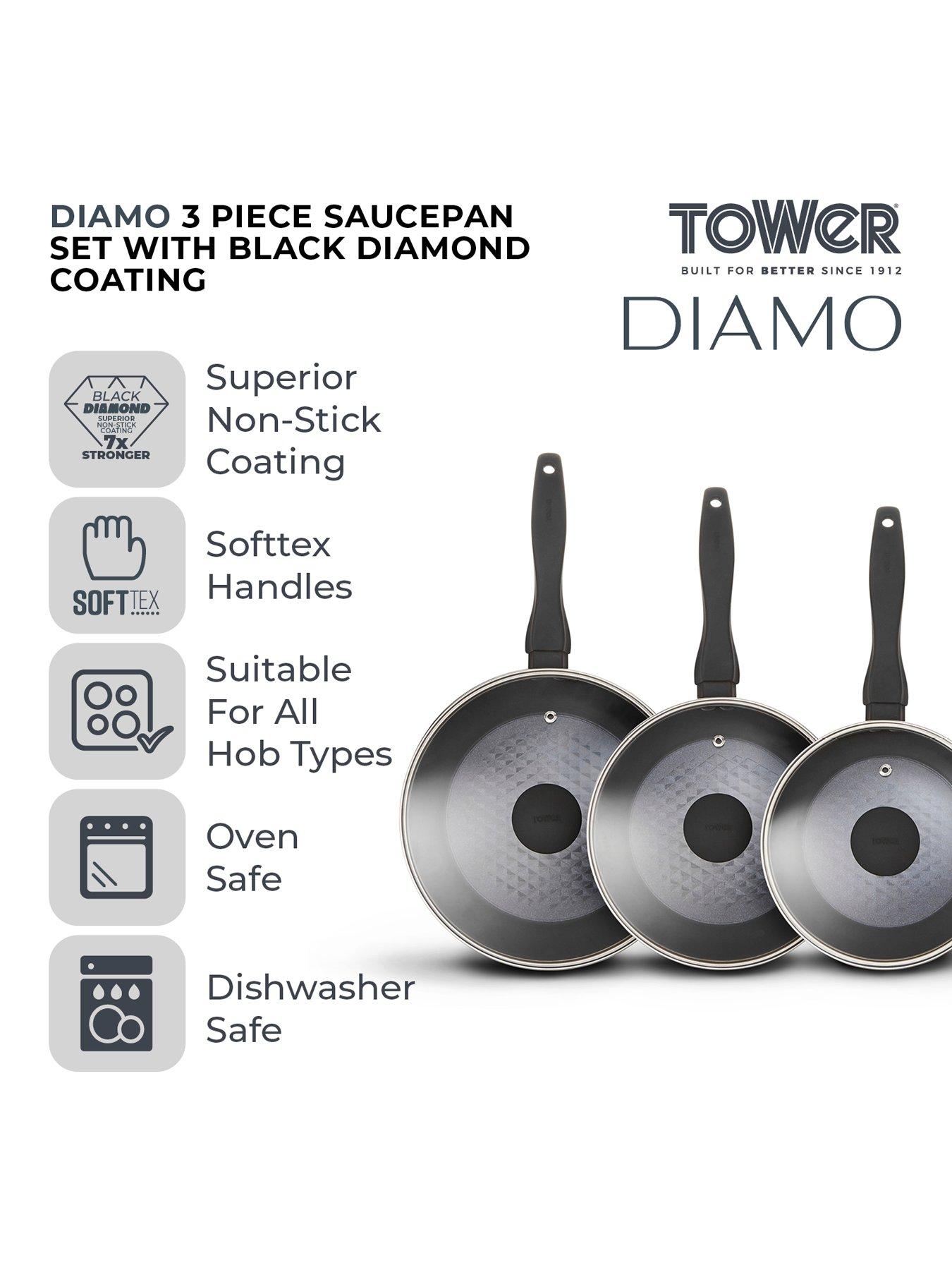 Tower Diamo 3-Piece Saucepan Set | Very