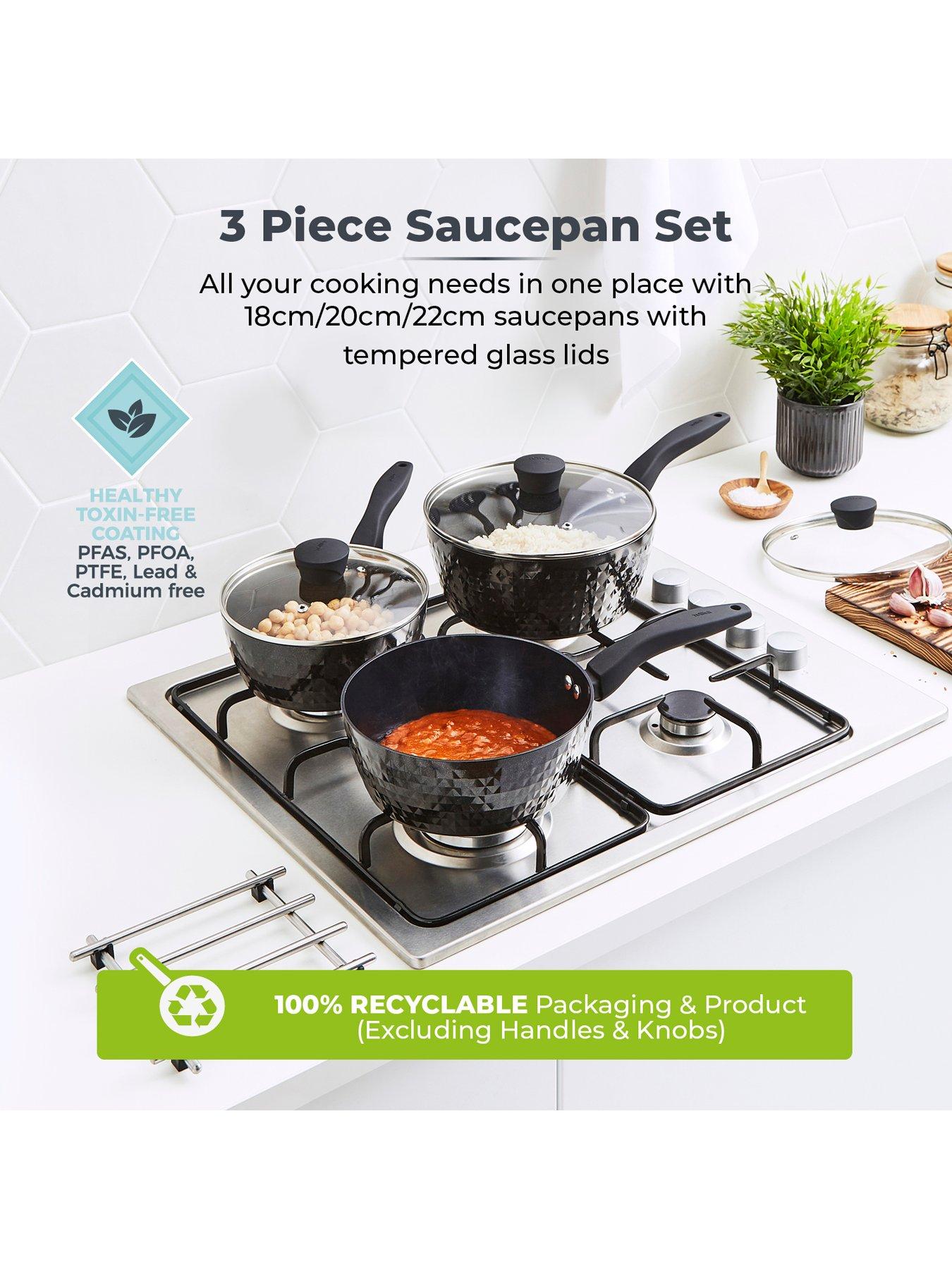 Tower Diamo 3-Piece Saucepan Set | Very