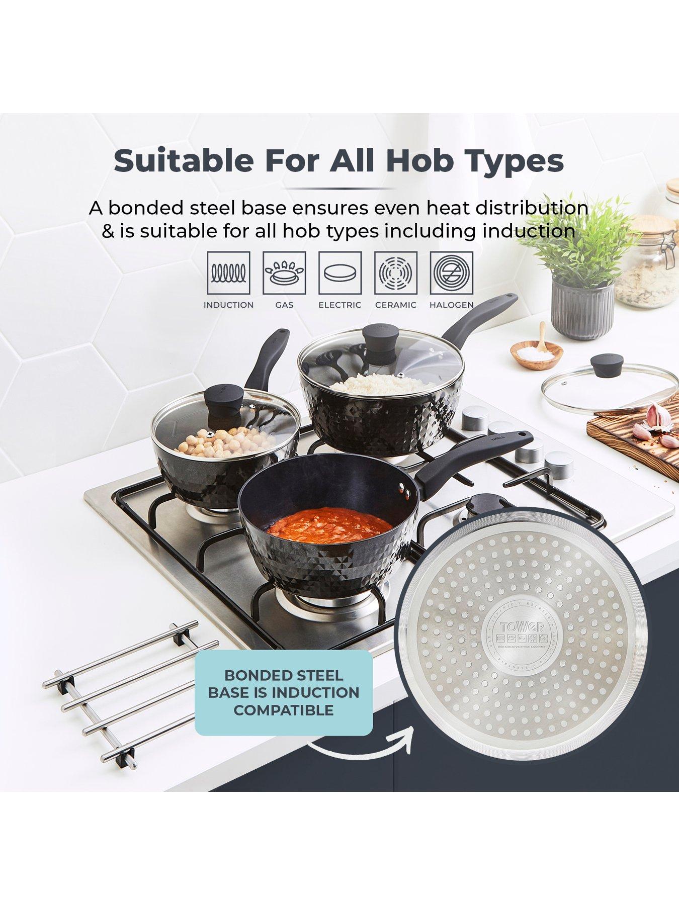 Tower Diamo 3-Piece Saucepan Set | Very