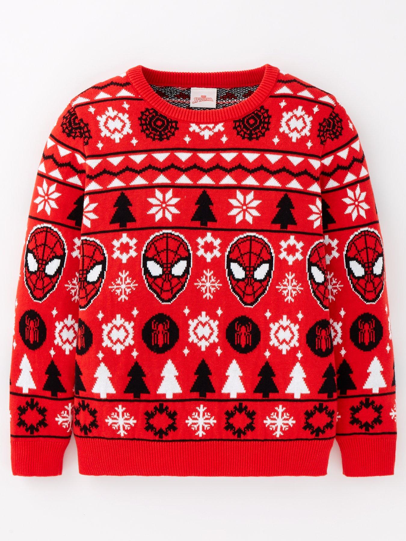 Spiderman Knitted Spiderman Fair Isle Christmas Jumper - Red | Very