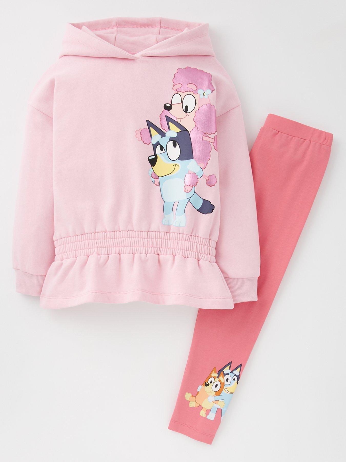 Bluey Girls Bluey 2 Piece Frill Hoody And Legging Set - Pink | Very