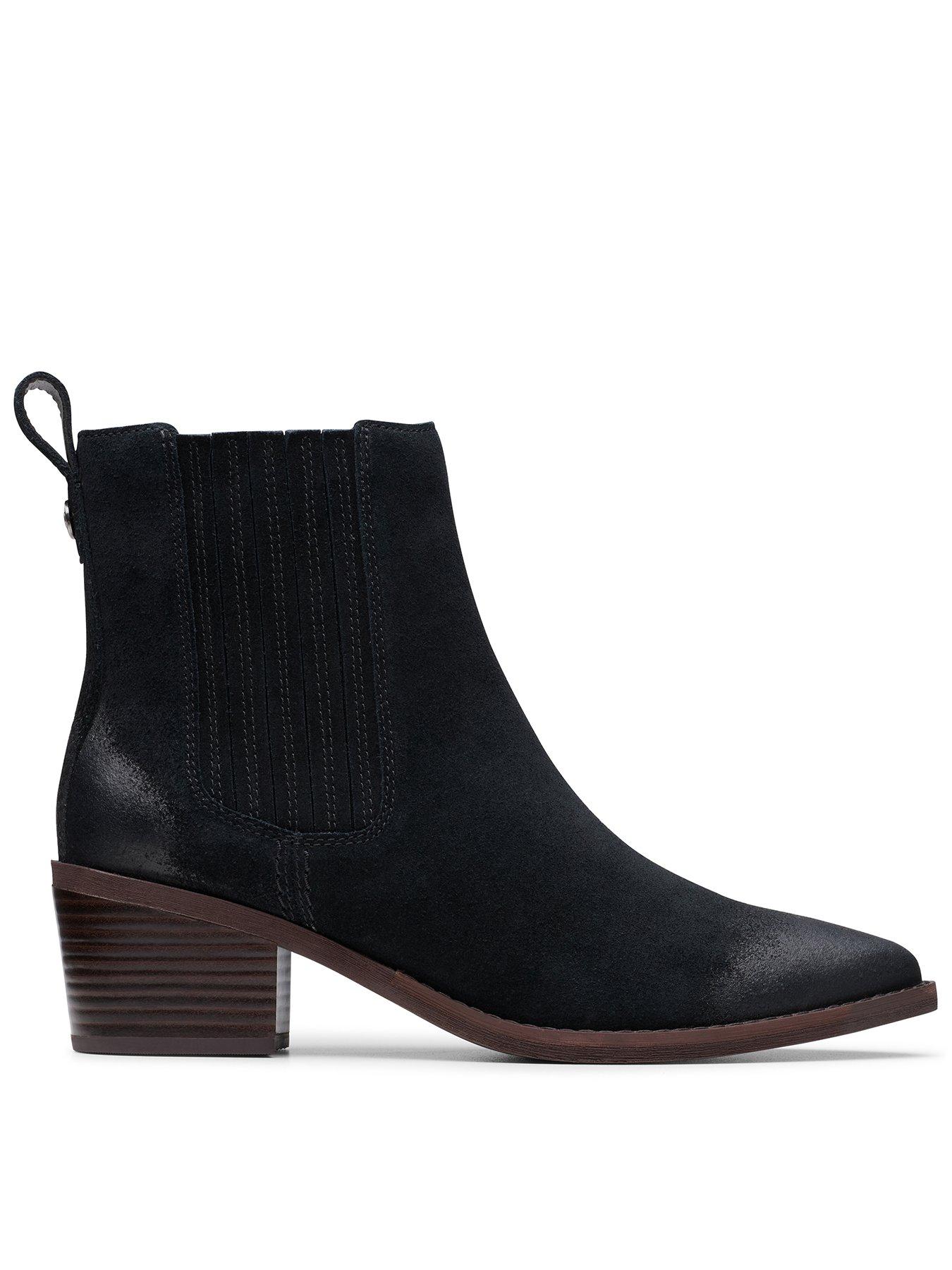 Clarks Morzine Top Suede Ankle Boot - Black | Very