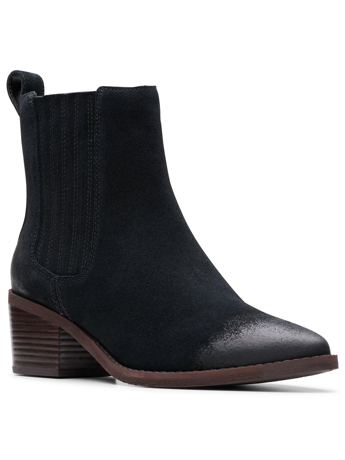 Clarks Morzine Top Suede Ankle Boot - Black | Very